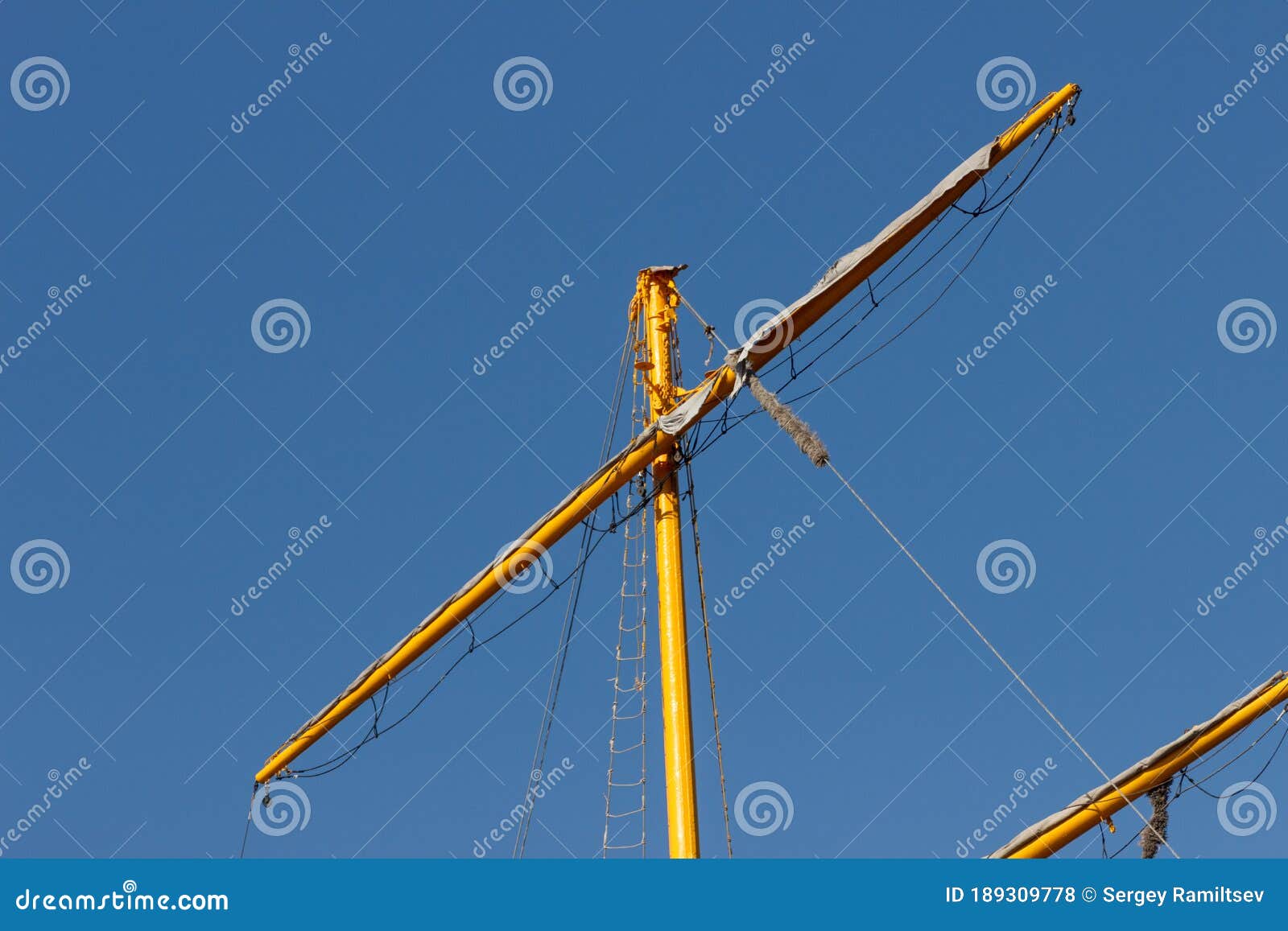 Masts, Yards, Cables and Rigging of a Large Sailing Ship Stock Photo ...