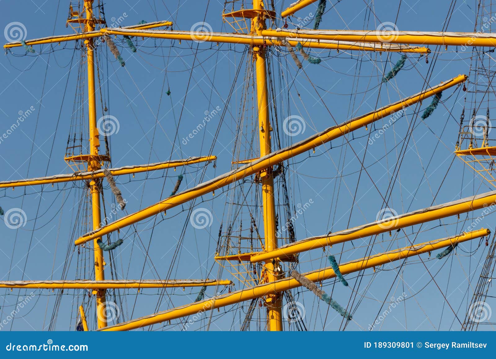 Masts, Yards, Cables And Rigging Of A Large Sailing Ship Royalty-Free ...