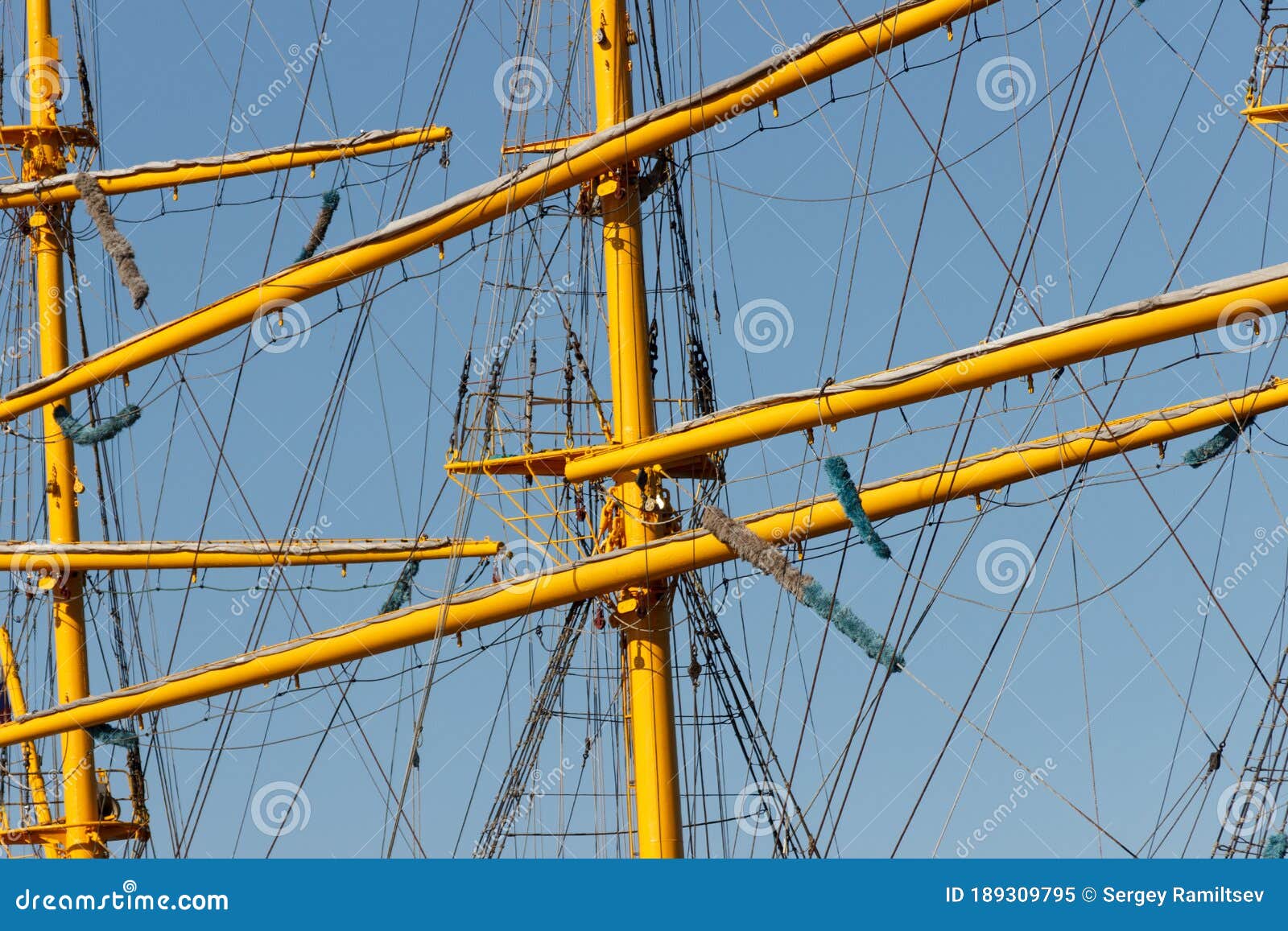 Masts, Yards, Cables and Rigging of a Large Sailing Ship Stock Image ...