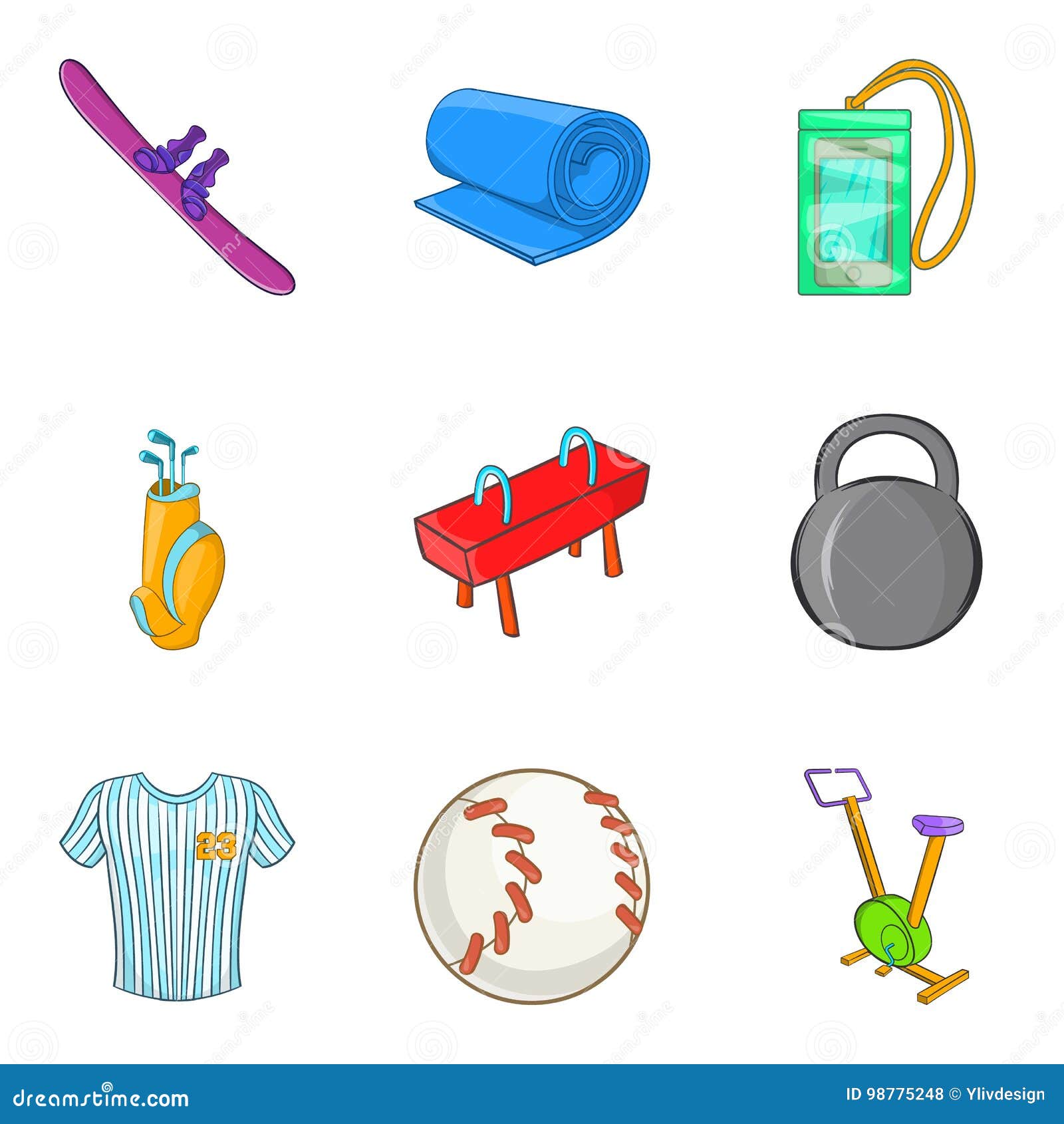 Mat Icons Set, Cartoon Style Stock Vector - Illustration of ball ...