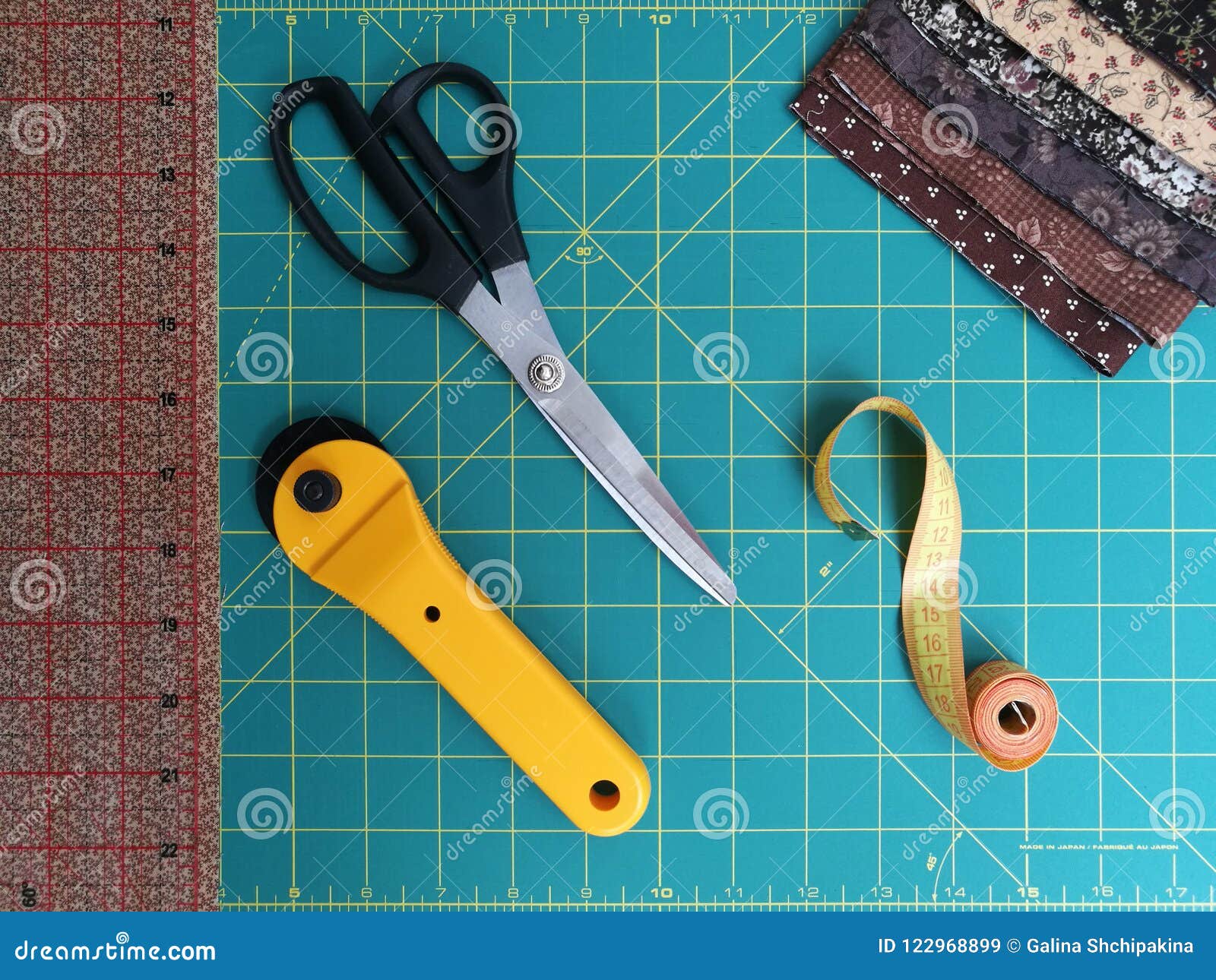 Tools for the Patchwork on the Mat for Patchwork Stock Image - Image of ...
