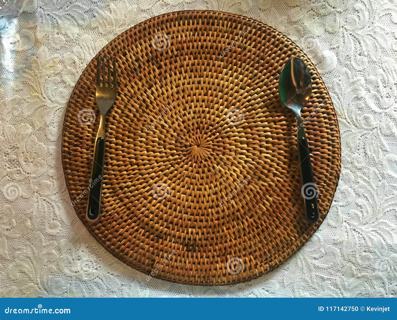 The Mat Plate and the Spoon Set Stock Photo - Image of knife, brown ...