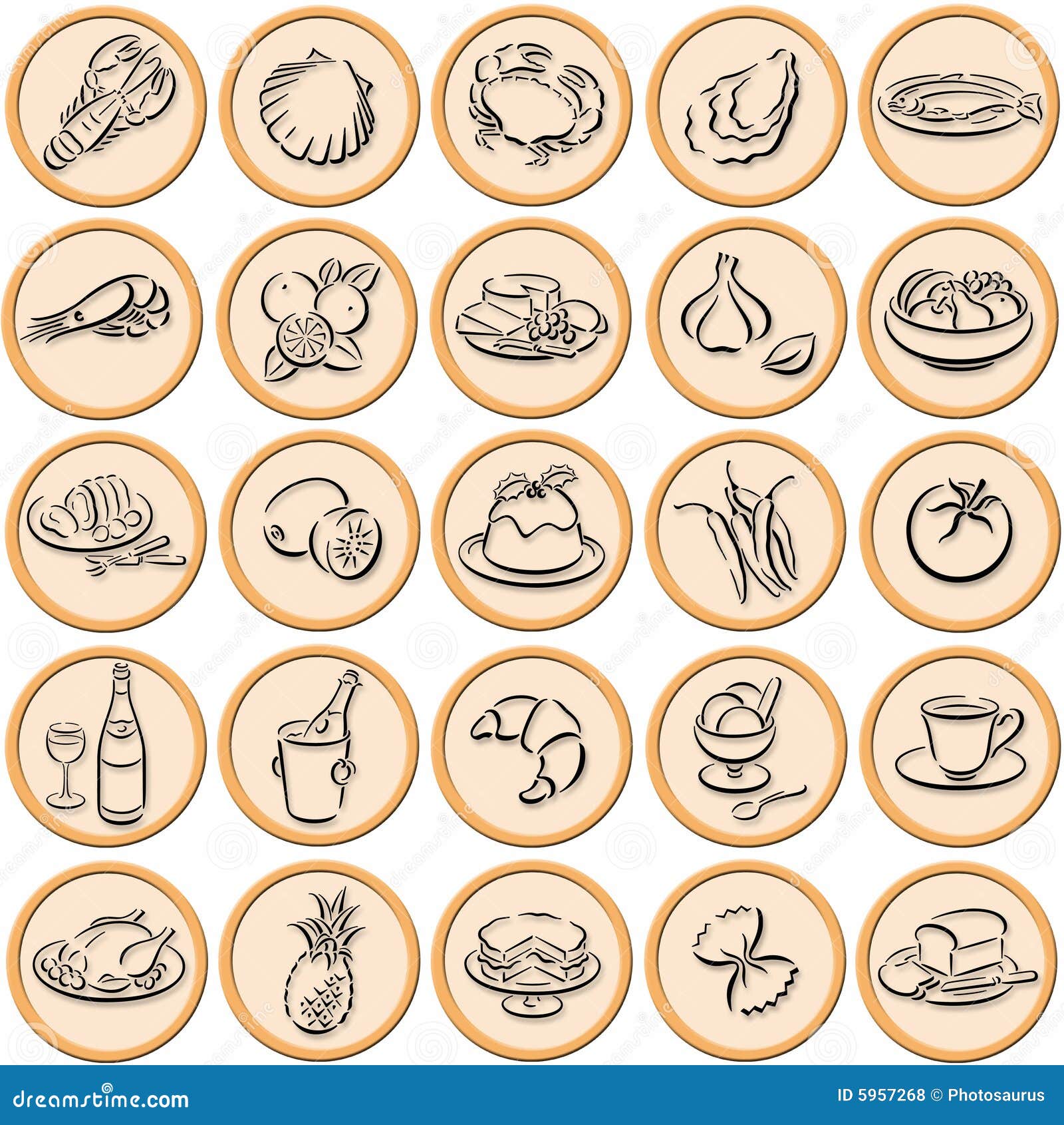 Mat skuggade symboler stock illustrationer. Illustration av fransman ...