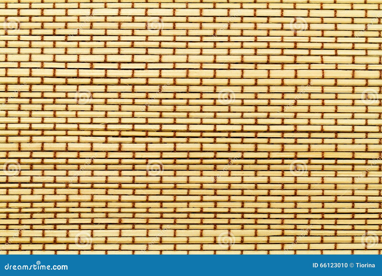 Mat from Yellow Wood Bamboo Sticks with Brown Thread Stock Photo ...