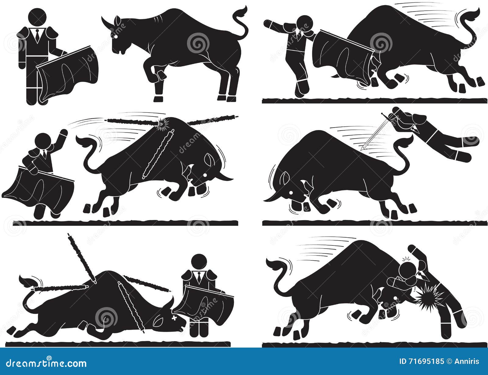 Matador stock vector. Illustration of power, strong, silhouette - 71695185