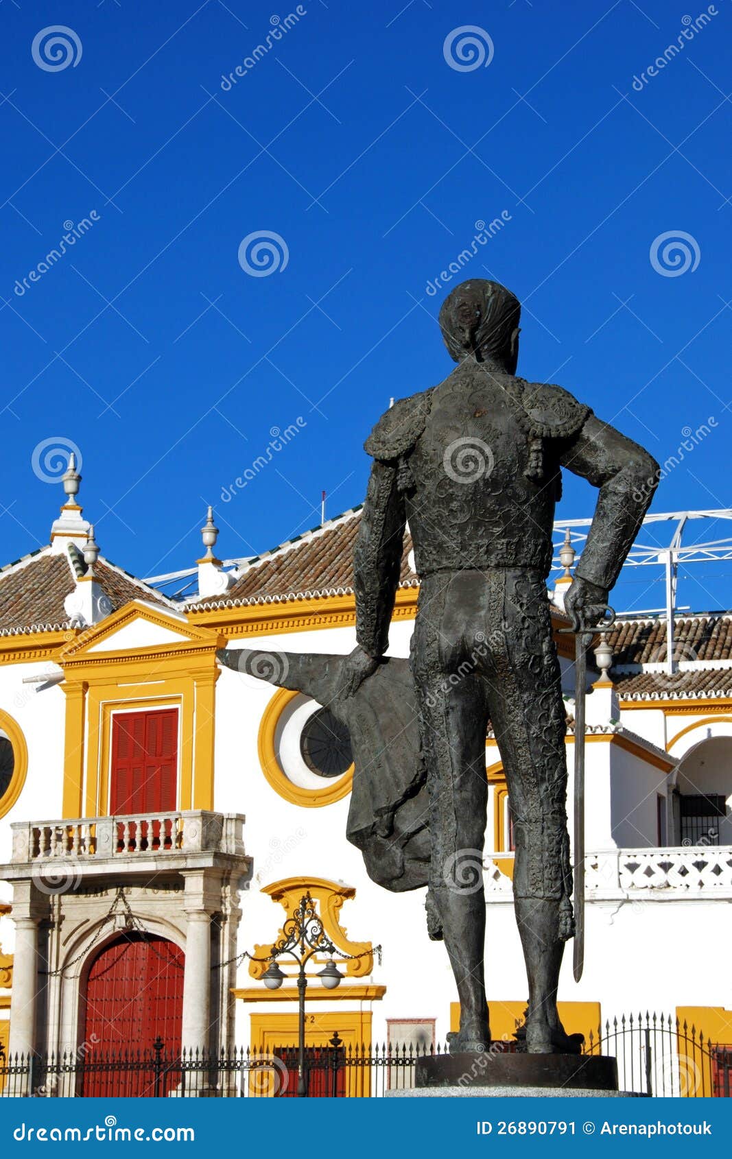 Matador Statue and Bullring, Seville, Spain. Stock Image - Image of ...