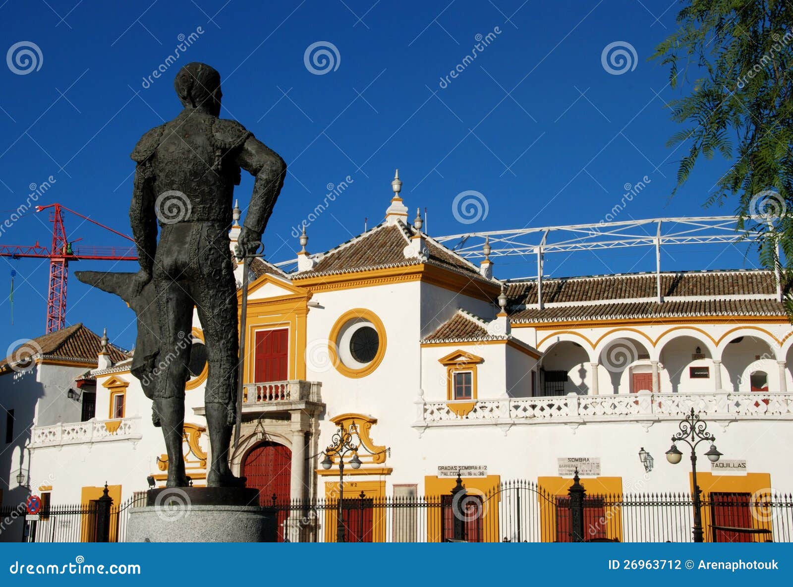 Matador Statue and Bullring, Seville, Spain. Stock Photo - Image of ...