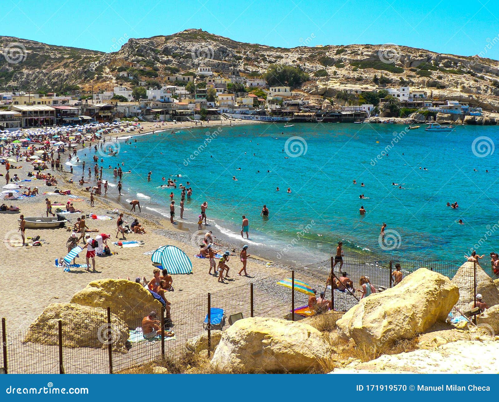 Matala Beach with Caves on the Rocks Editorial Image - Image of scene ...