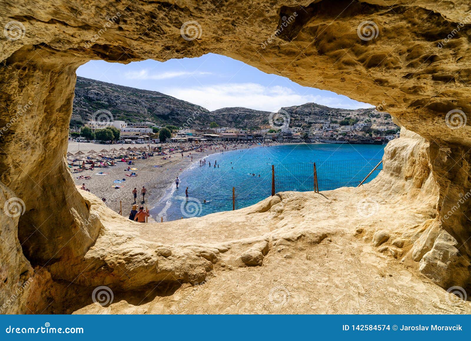 Matala Beach at Crete, Greece Editorial Stock Image - Image of resort ...