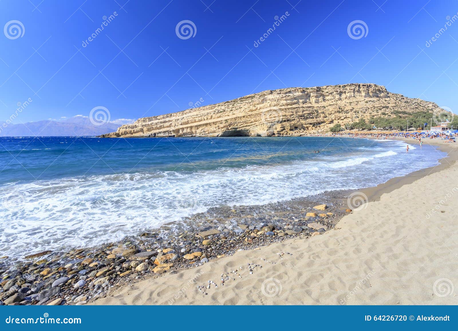 Matala Beach on Crete Island. Greece Stock Photo - Image of water ...