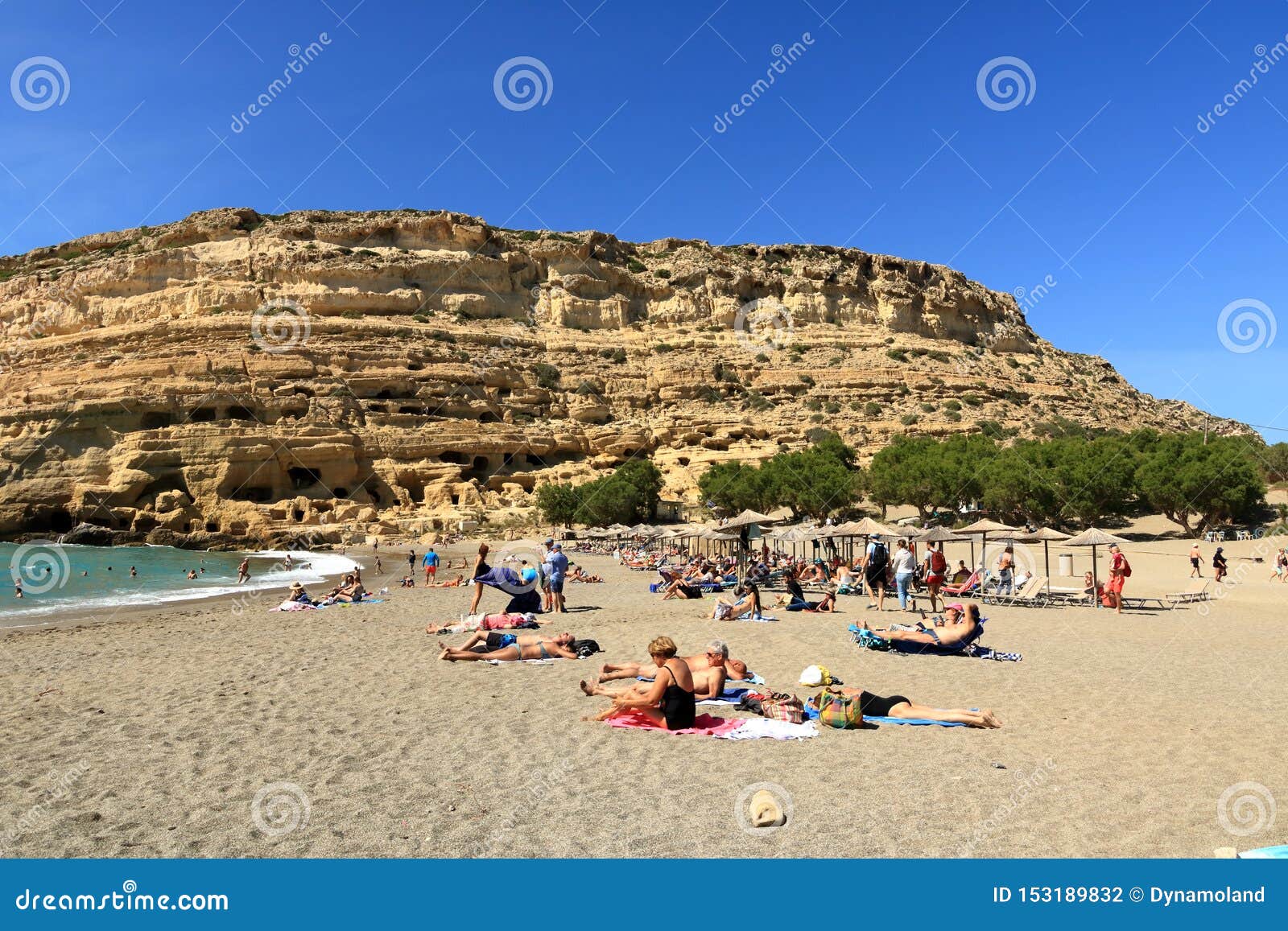 Matala Beach with Turquoise Water, Crete, Greece Editorial Photography ...