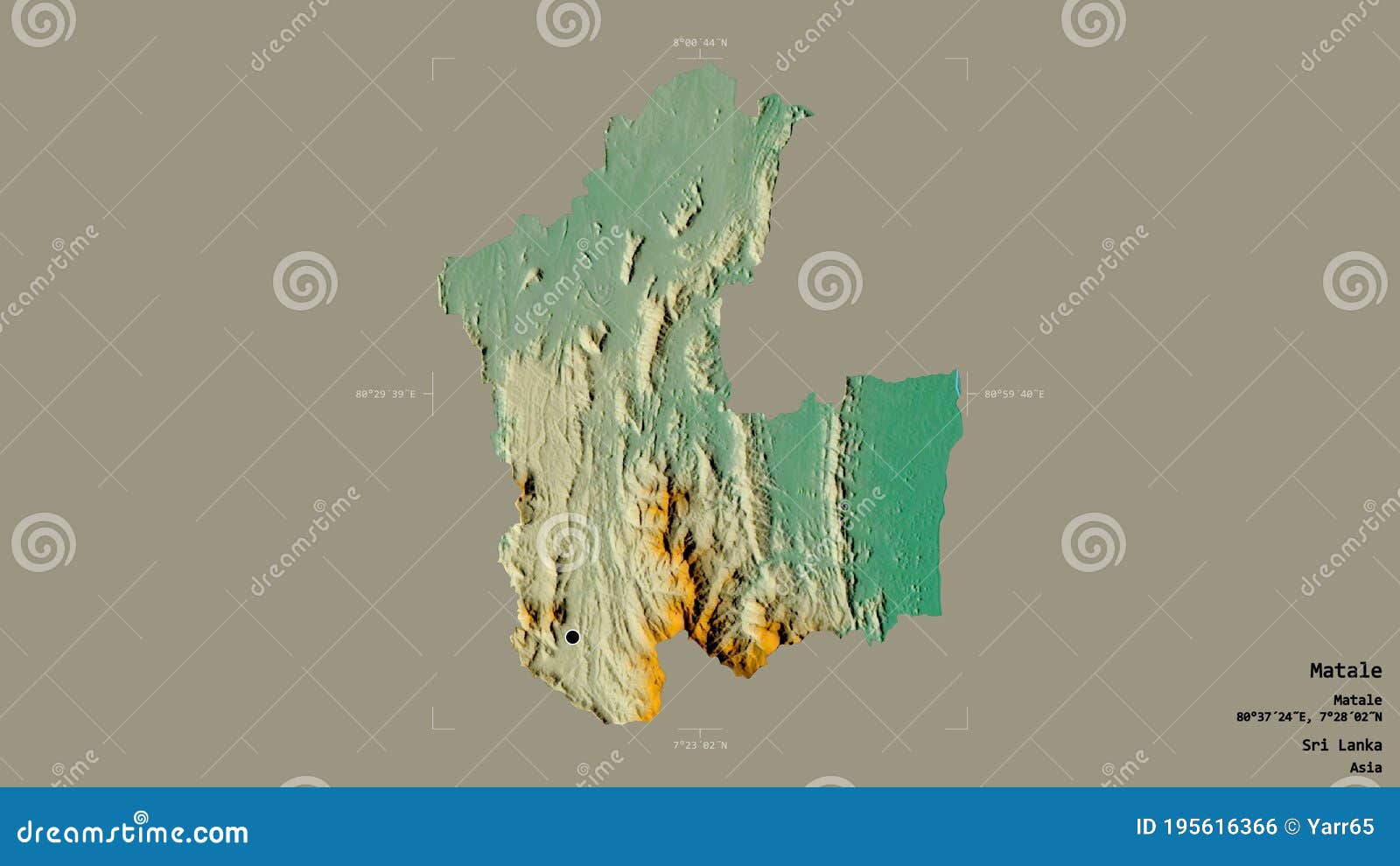 Matale - Sri Lanka. Bounding Box. Relief Stock Illustration ...