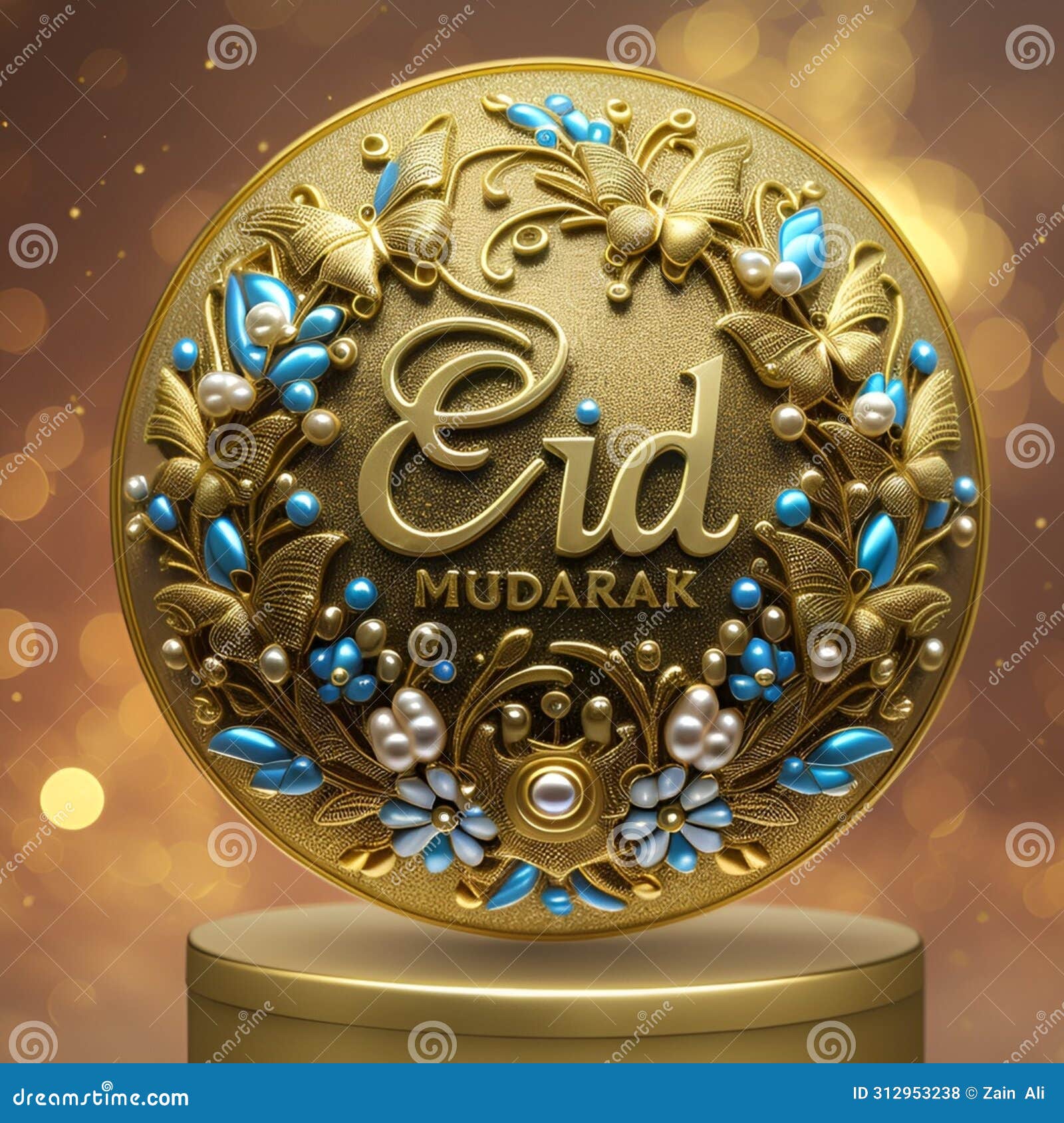 A Matalic Gold Name Plate with Text (Eid Mubarak) Stock Photo - Image ...