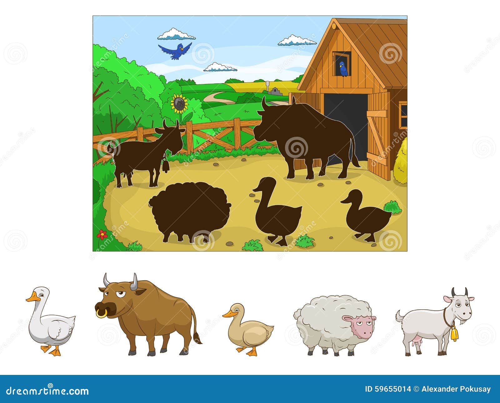 Match Animals By Color. Educational Game For School And Preschool ...