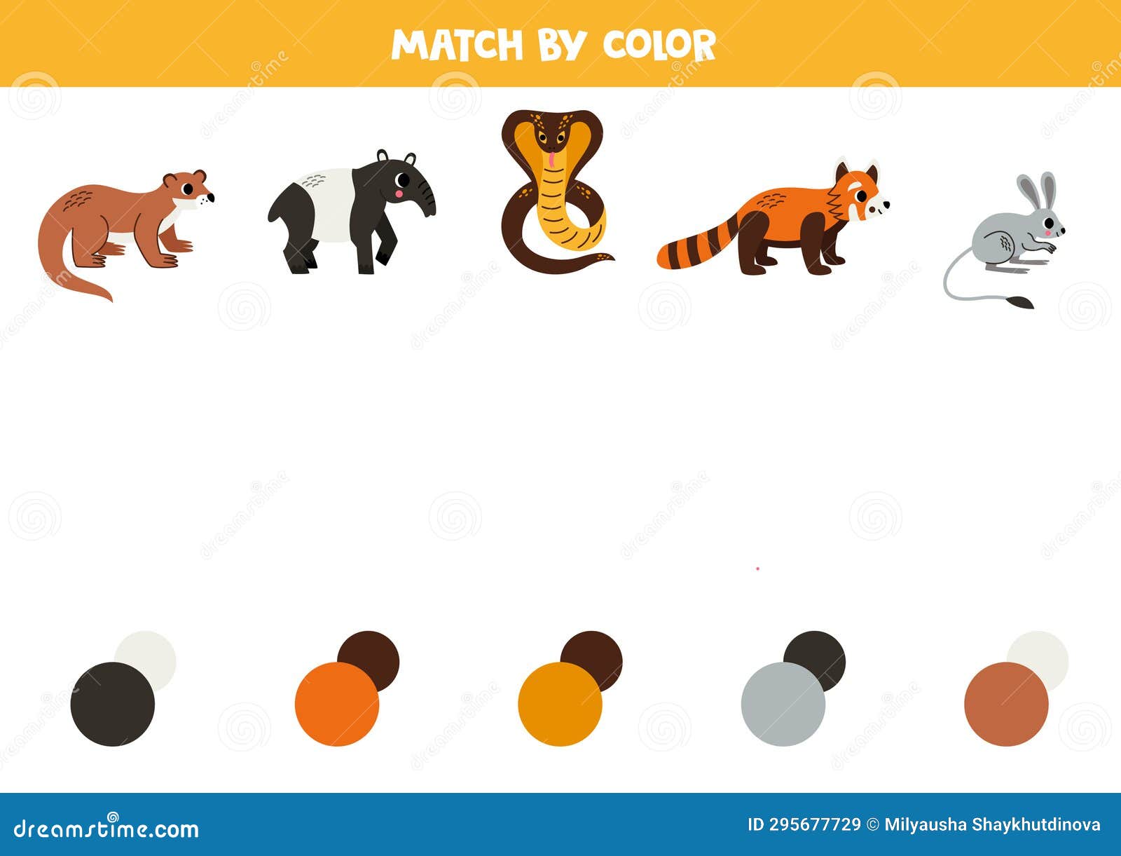 Match Asian Animals and Colors. Educational Game for Color Recognition ...
