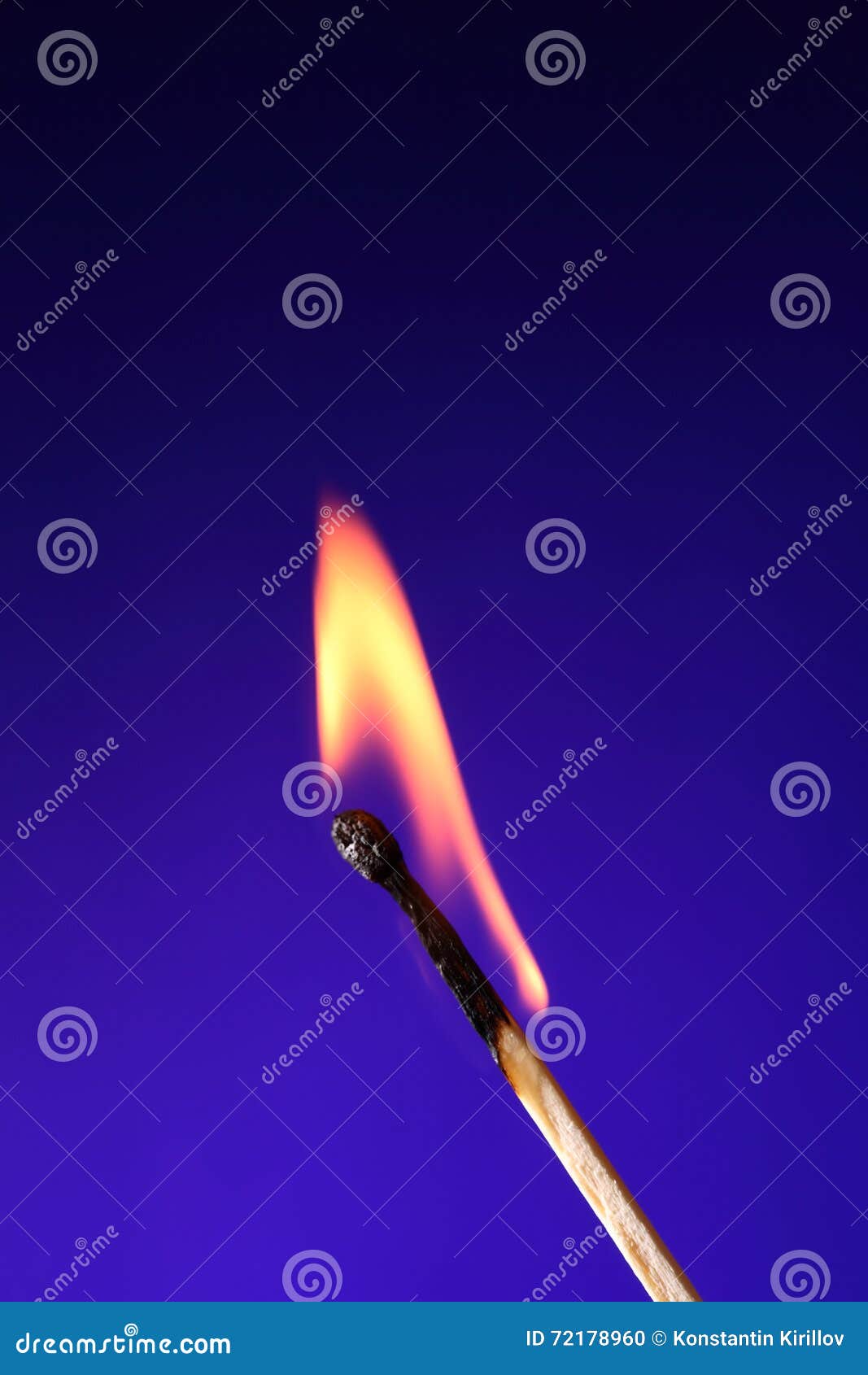 Match on Blue stock photo. Image of burning, macro, fire - 72178960