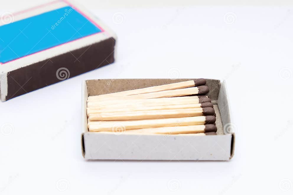 Match Box Full of Matches Close Up on White Background Stock Photo ...