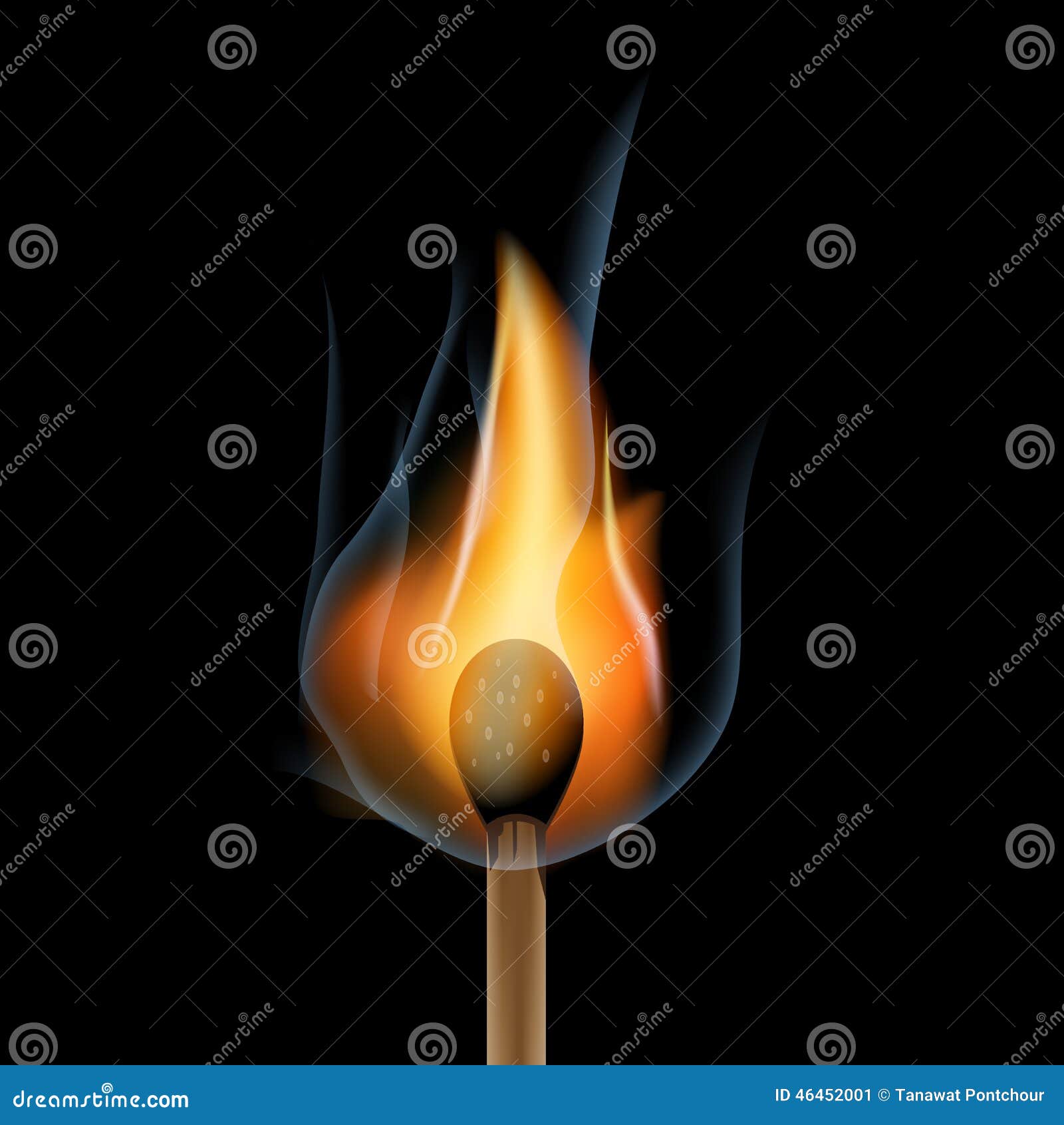 Match burning stock vector. Illustration of matchstick - 46452001