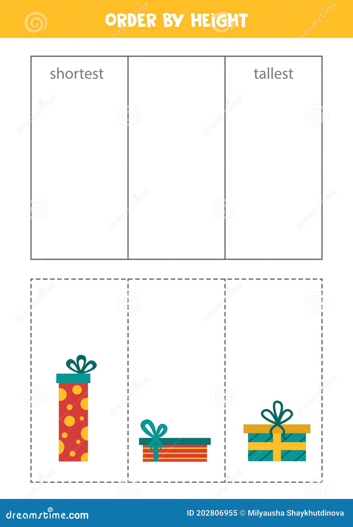 Match Christmas Presents by Height. Logical Worksheet Stock Vector ...