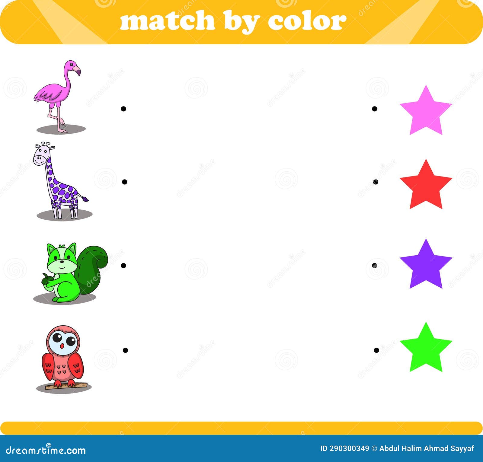 Color Matching Logic Game with Cute Animal Drawings Flamingo Giraffe ...