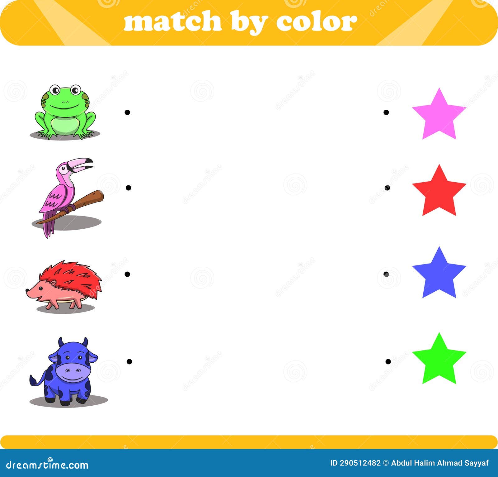 Color Matching Logic Game with Cute Animal Drawings Frog Toucan ...