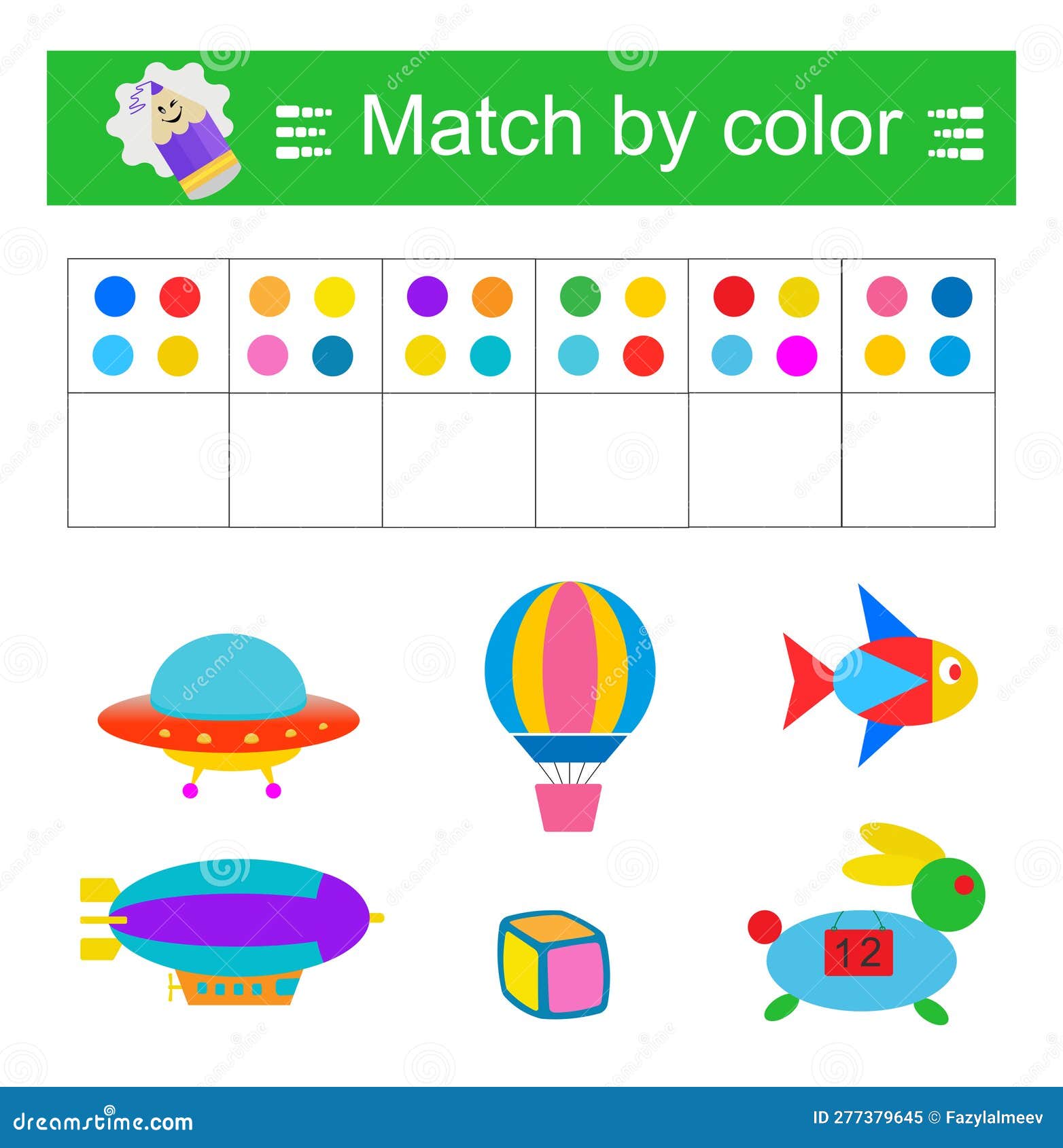 Match by Color. Attention Tasks for Children. Preschool Worksheet ...