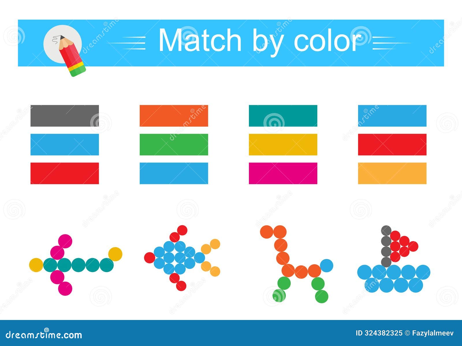 Match by Color. Educational Game for Children Stock Illustration ...