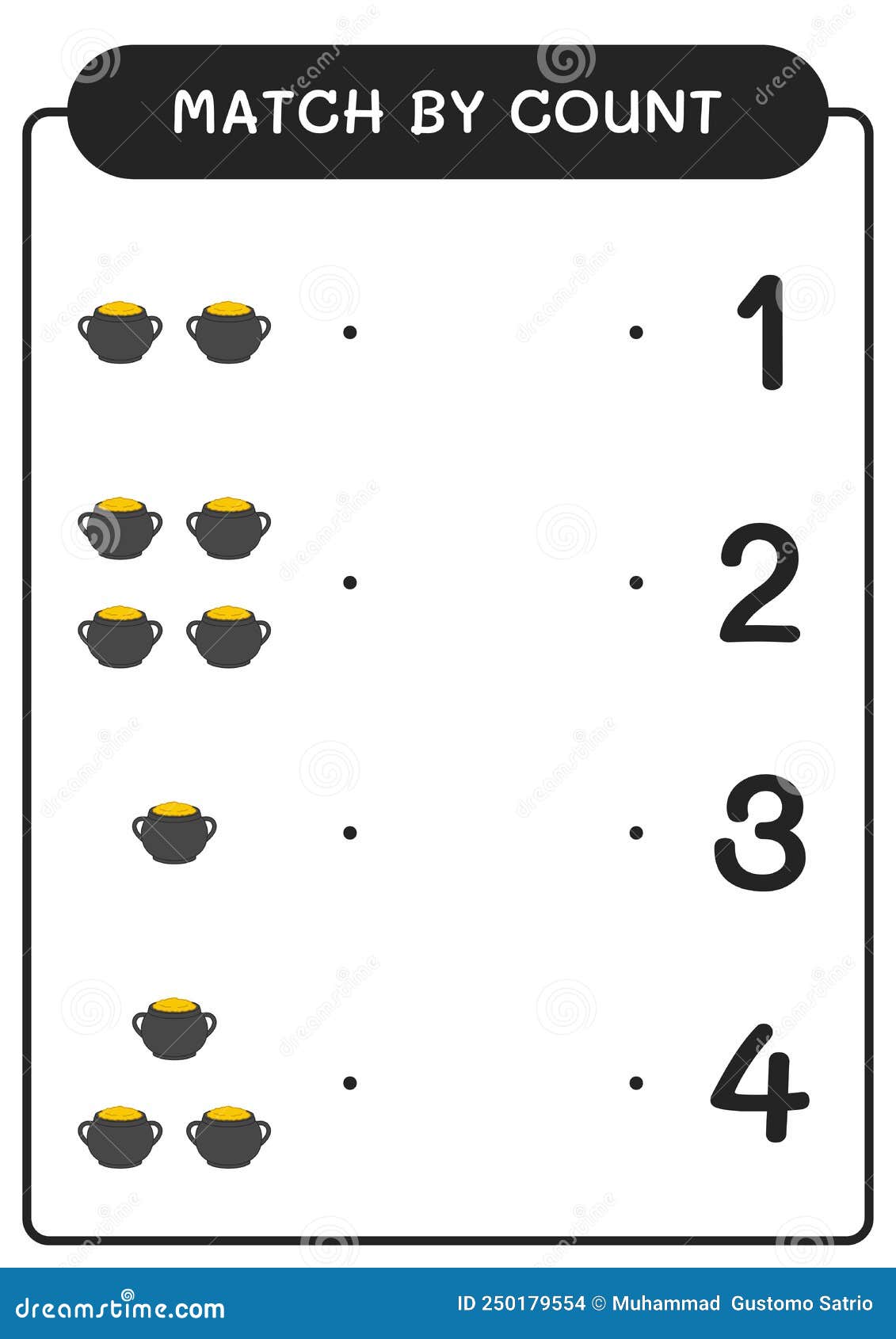 Match by Count of Cauldron, Game for Children. Vector Stock Vector ...