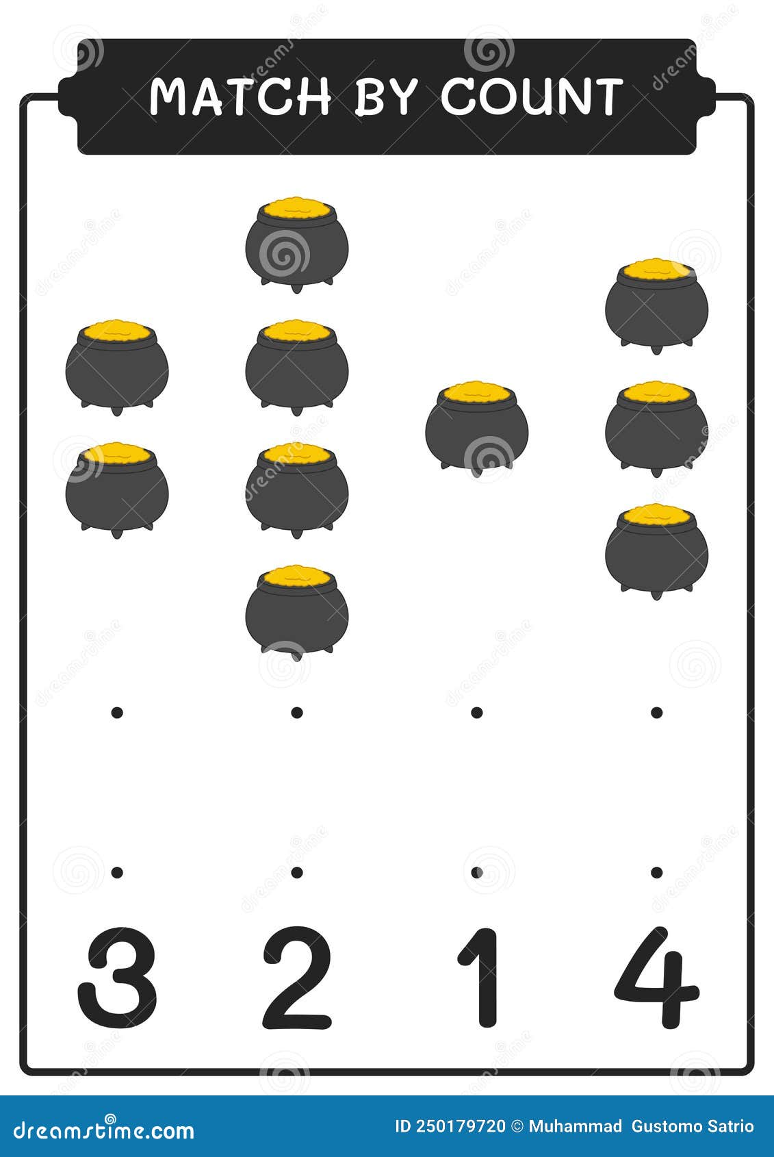 Match by Count of Cauldron, Game for Children. Vector Stock Vector ...