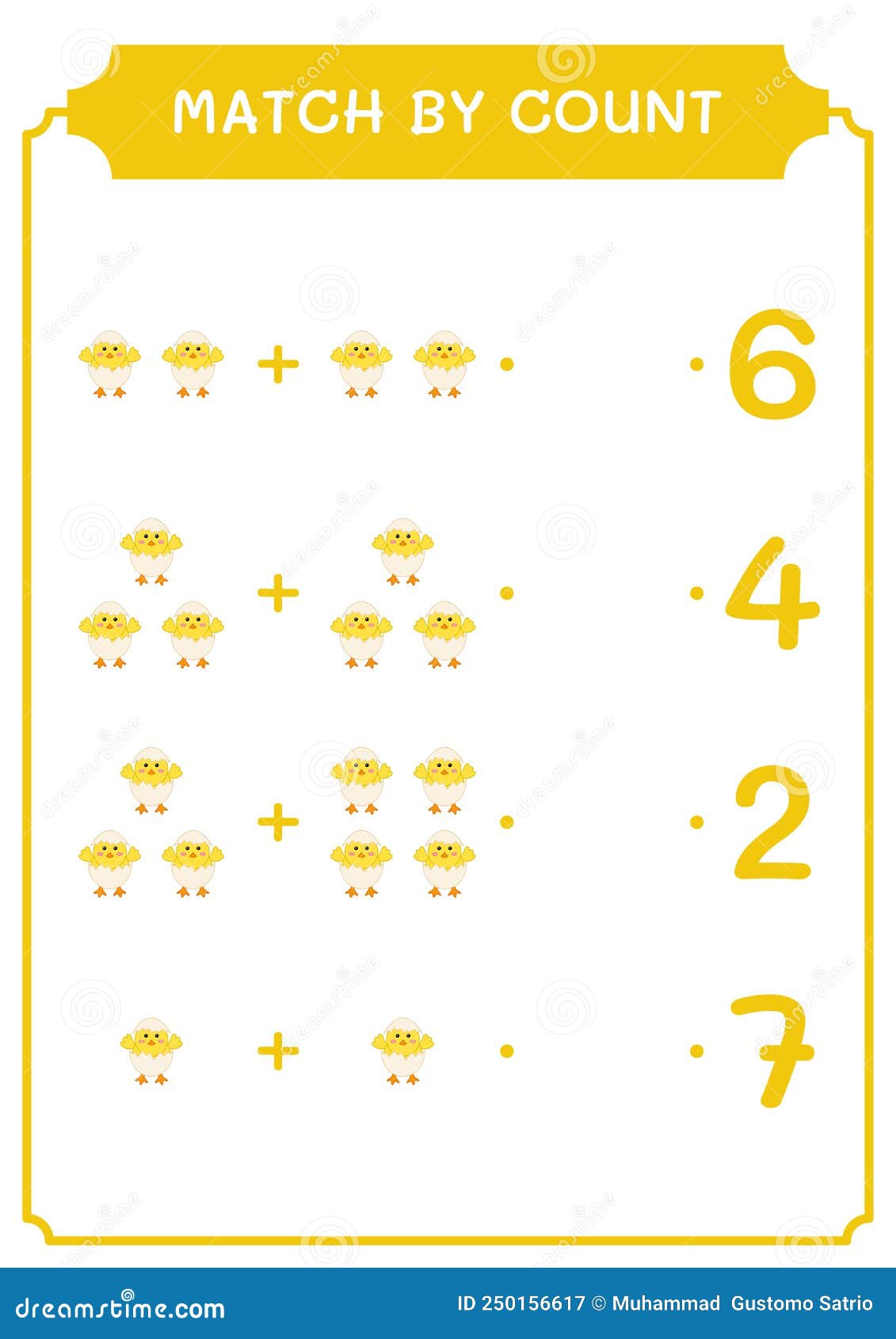 Match by Count of Chick, Game for Children. Vector Stock Vector ...