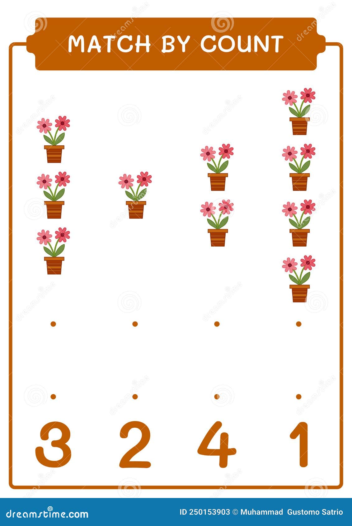 Match by Count of Flower, Game for Children. Vector Stock Vector ...
