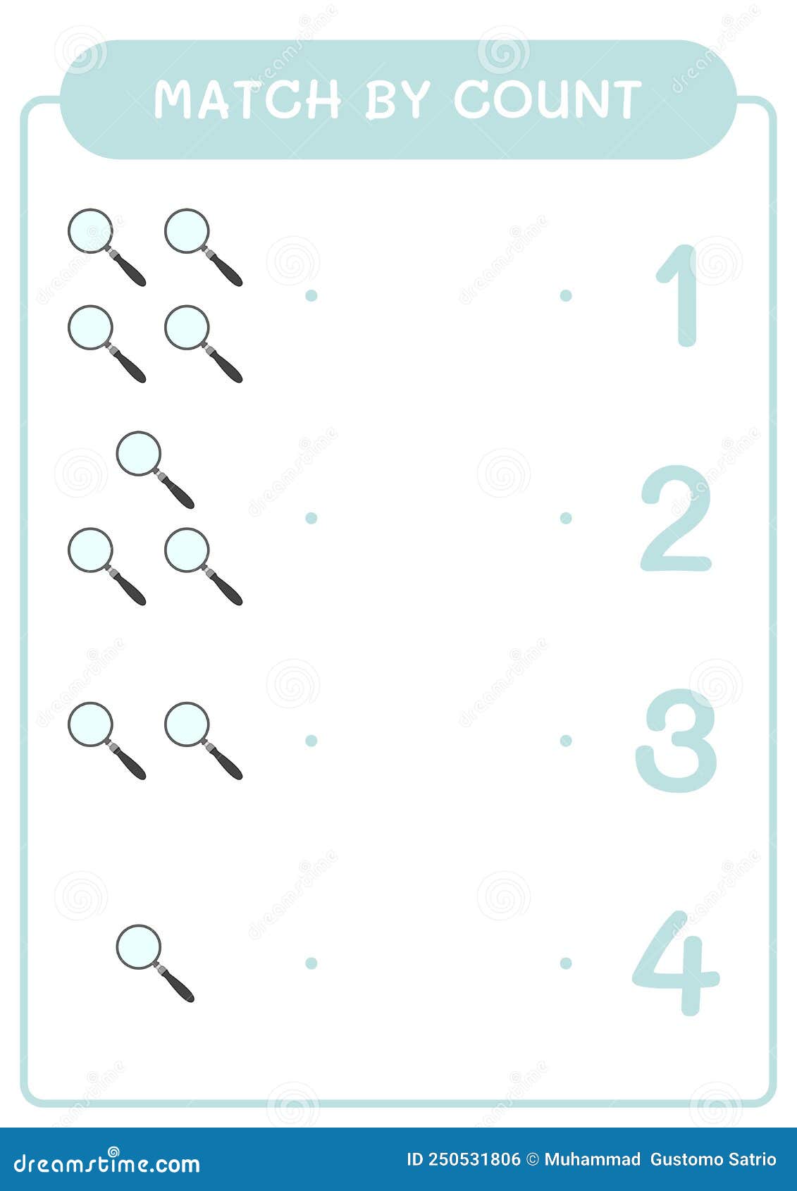 Match by Count of Magnifying Glass, Game for Children. Vector Stock ...