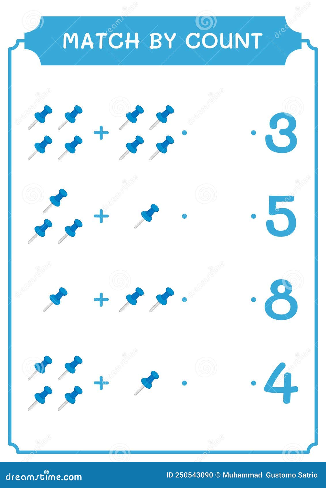 Match by Count of Push Pin, Game for Children. Vector Stock Vector ...