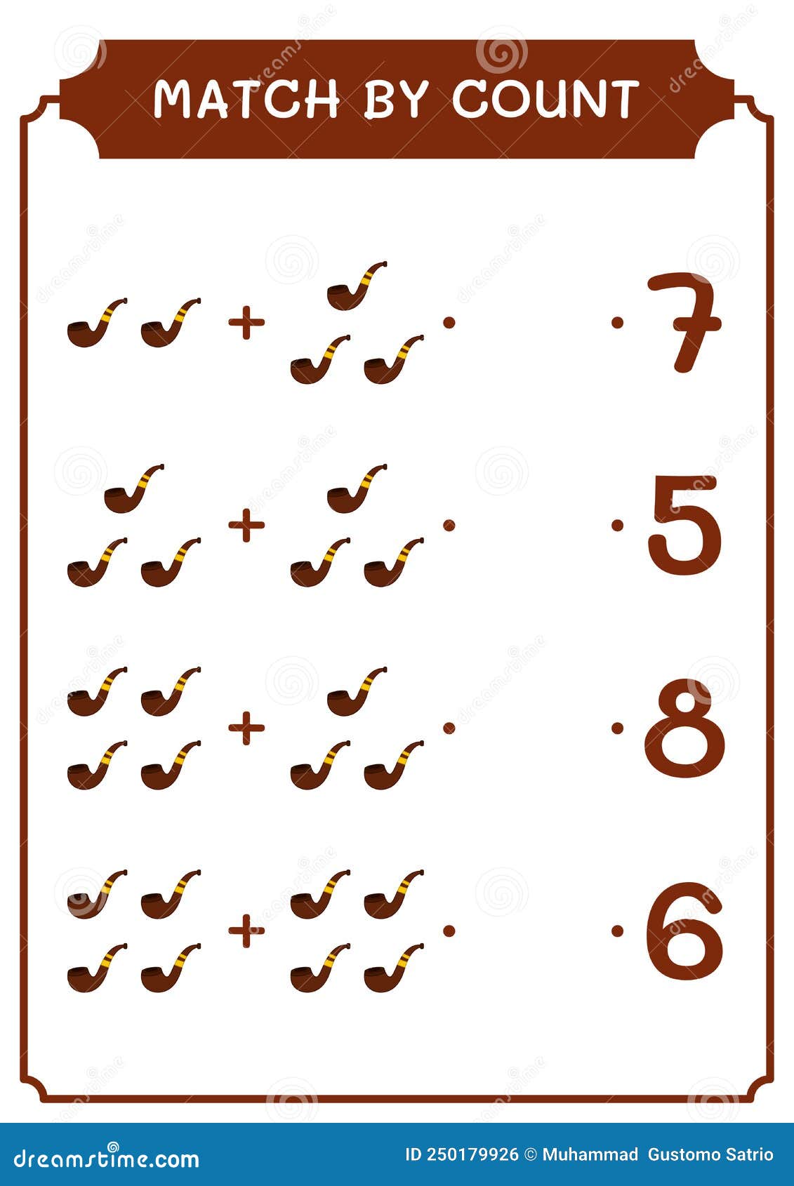 Match by Count of Smoking Pipe, Game for Children. Vector Stock Vector ...