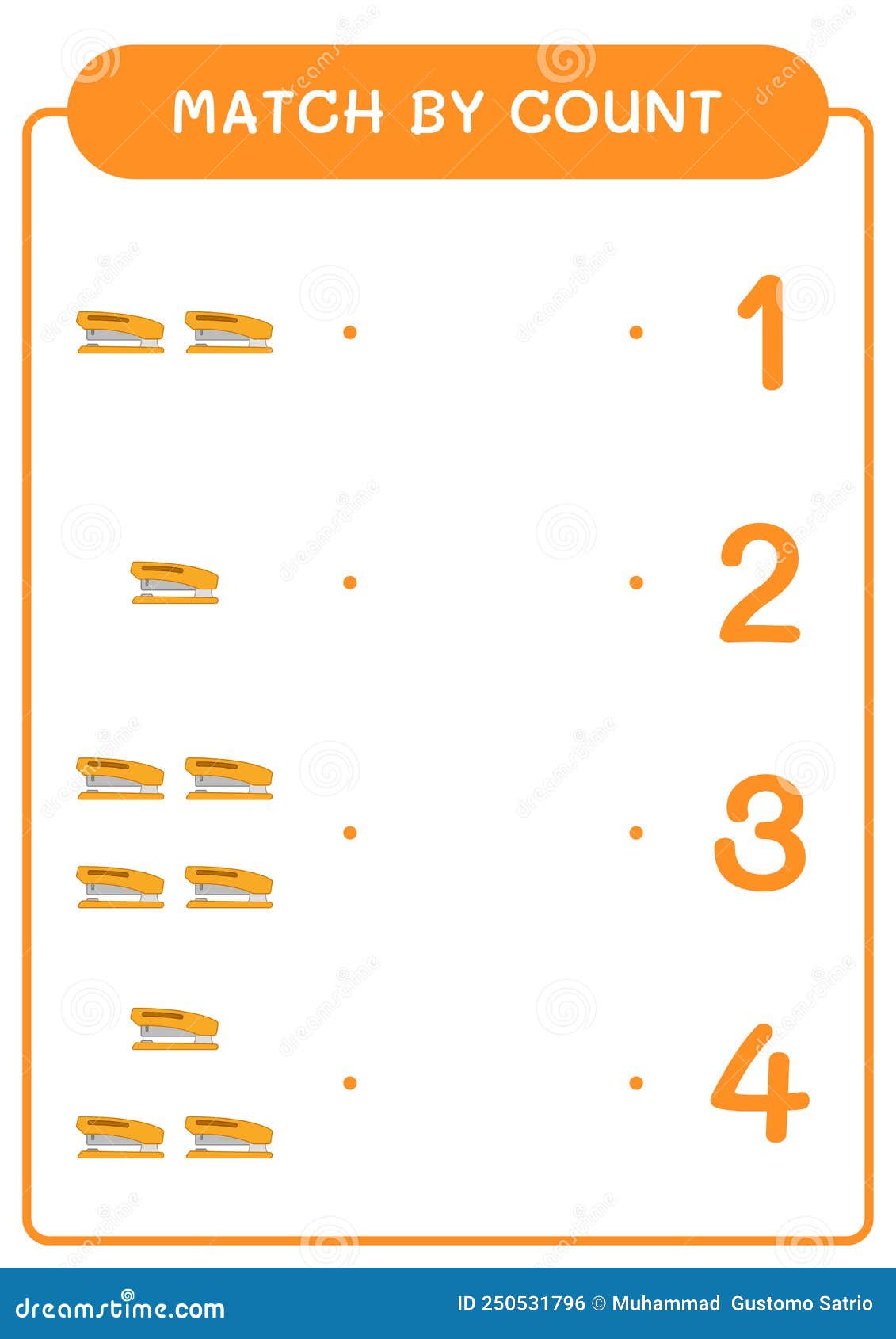Match by Count of Stapler, Game for Children. Vector Stock Vector ...