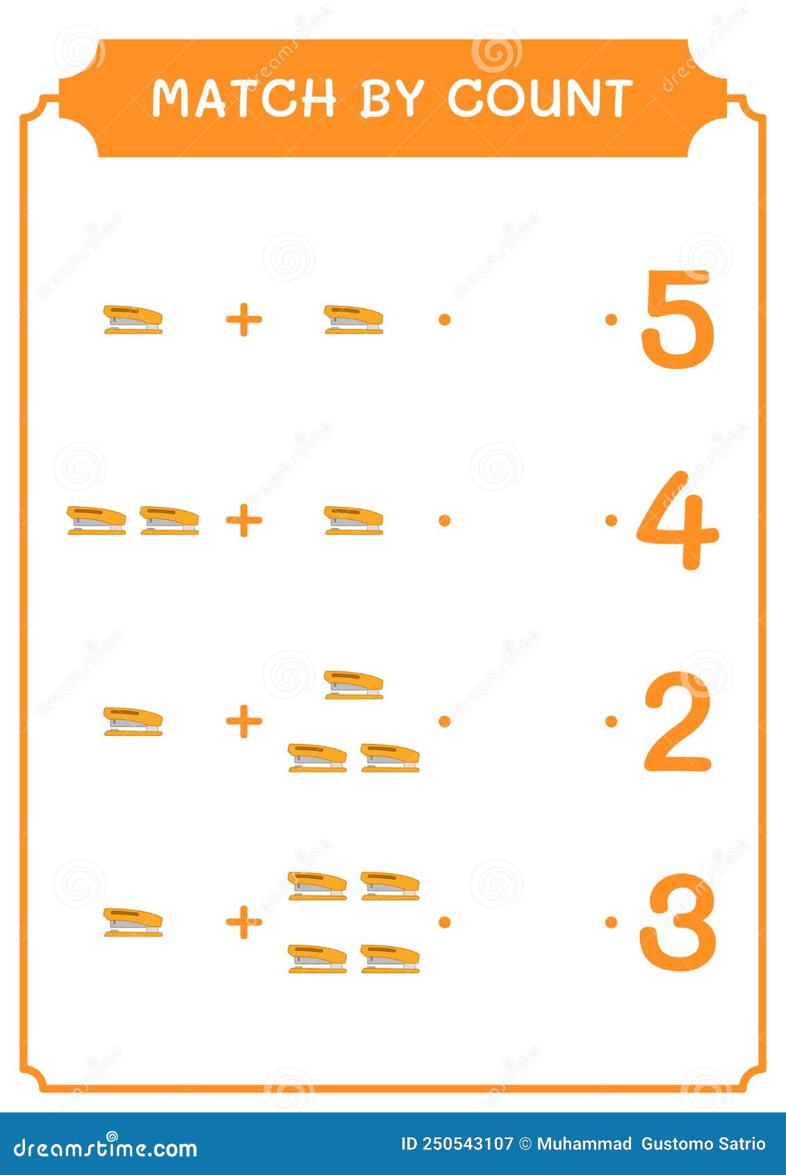 Match by Count of Stapler, Game for Children. Vector Stock Vector ...