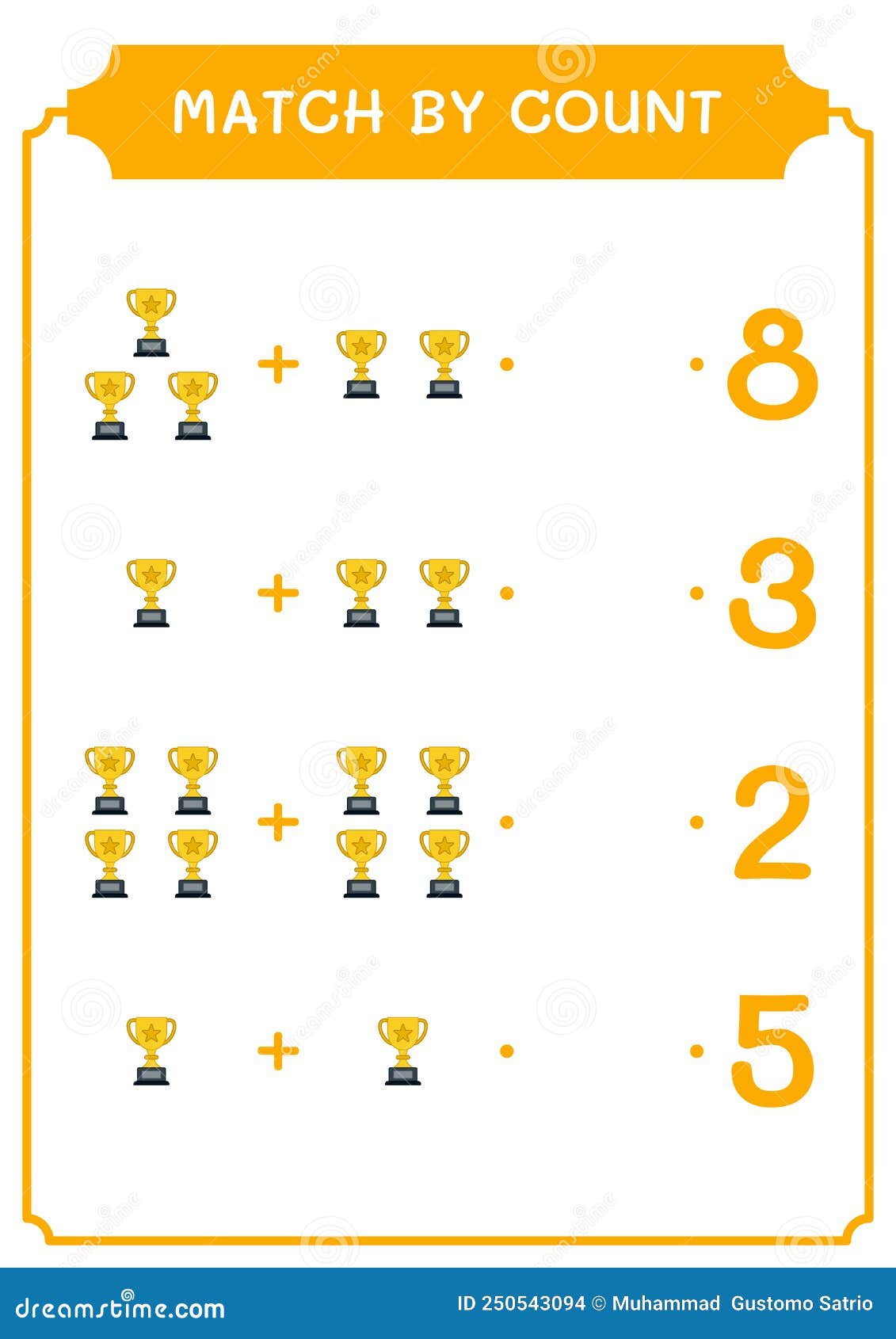 Match by Count of Trophy, Game for Children. Vector Stock Vector ...