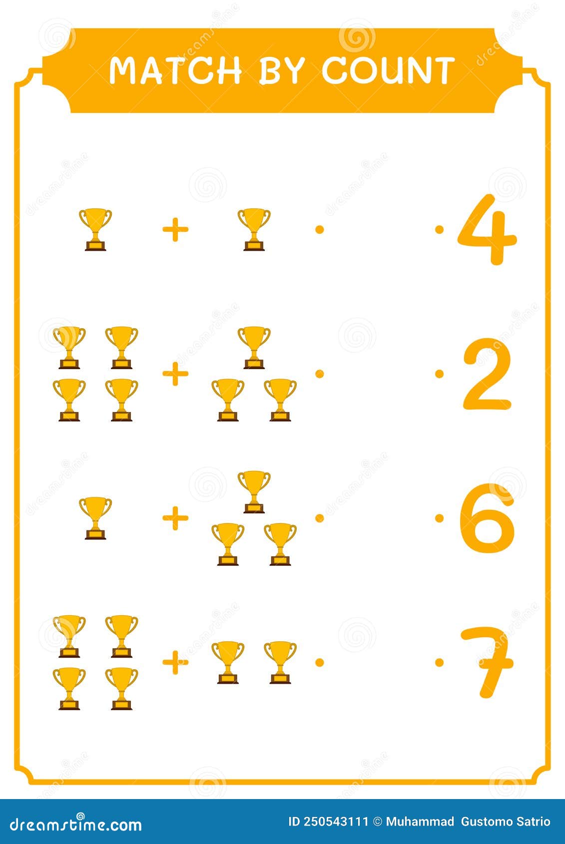 Match by Count of Trophy, Game for Children. Vector Stock Vector ...