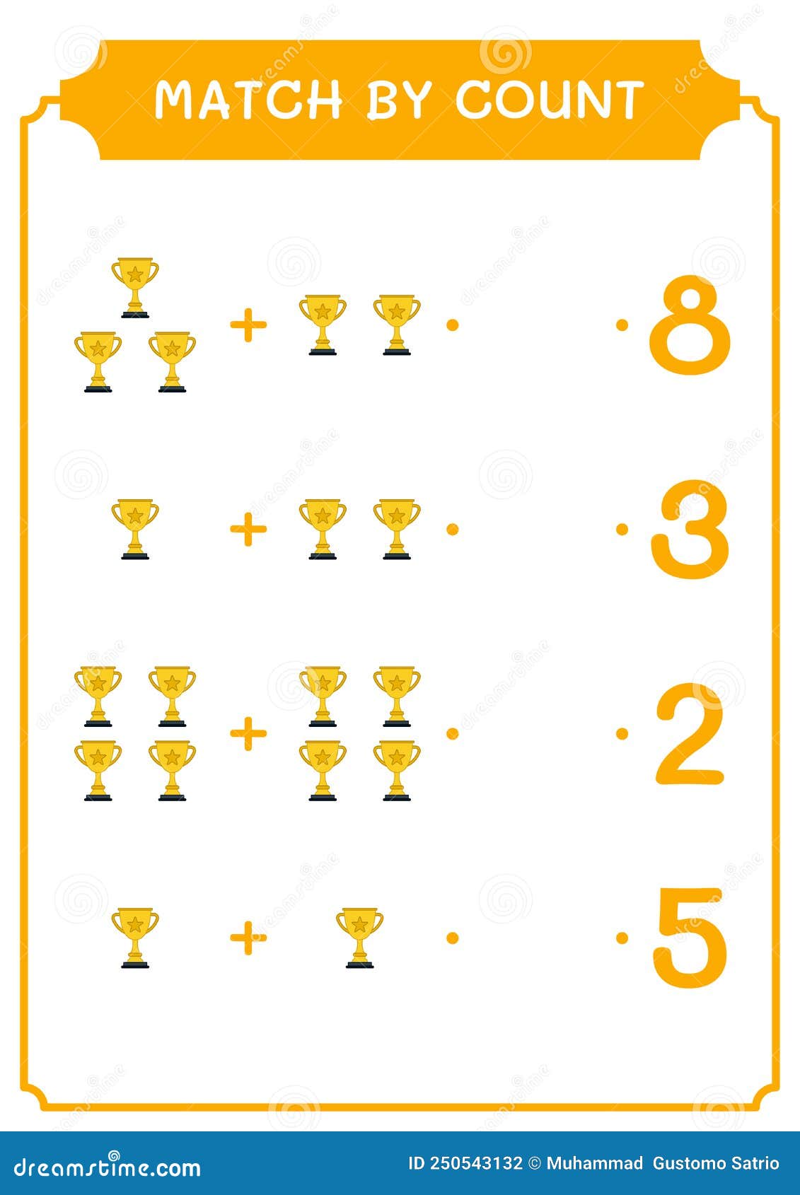 Match by Count of Trophy, Game for Children. Vector Stock Vector ...
