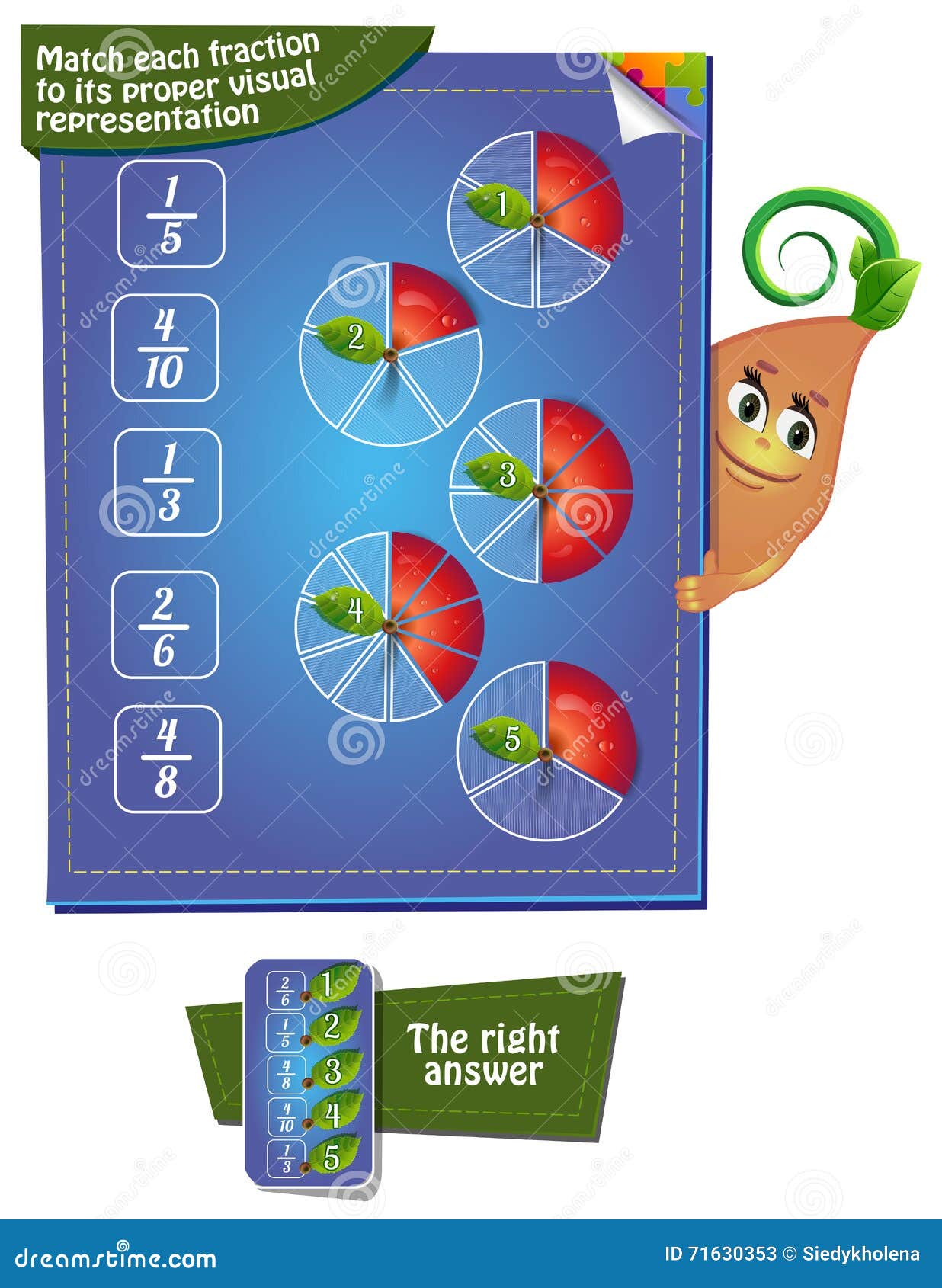 Match Each Fraction To Its Proper Visual Representation Stock ... Match Each Fraction To Its Proper Visual Representation Stock ...