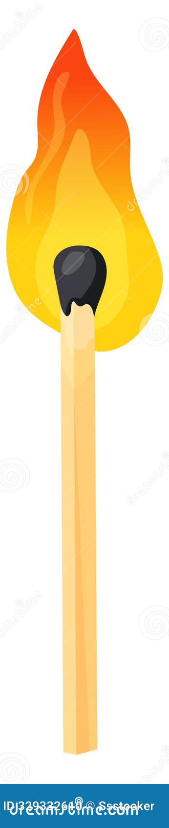 Match Fire Cartoon Icon. Burning Stick Flame Stock Vector ...