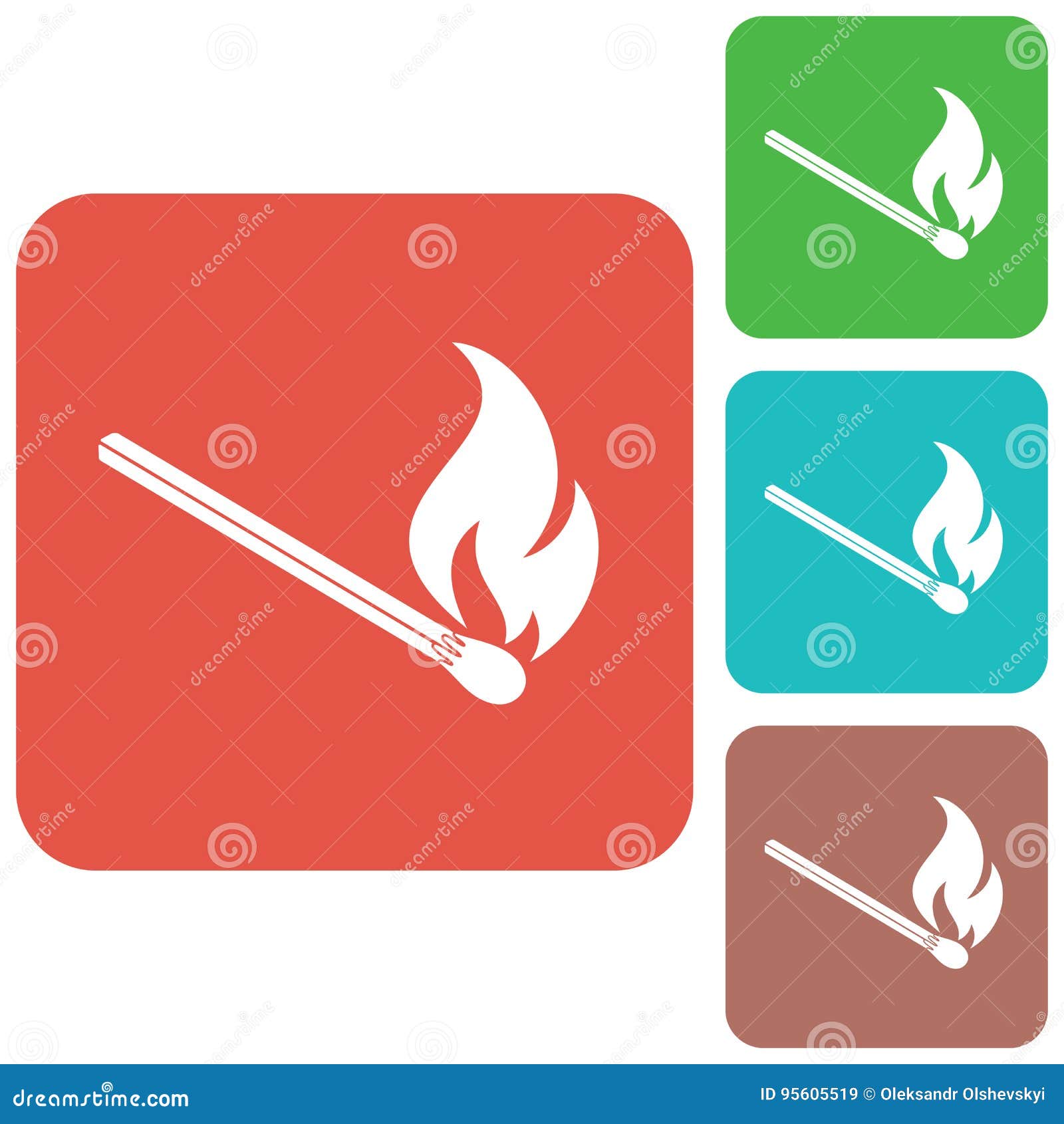 Match fire icon vector stock vector. Illustration of matchstick - 95605519
