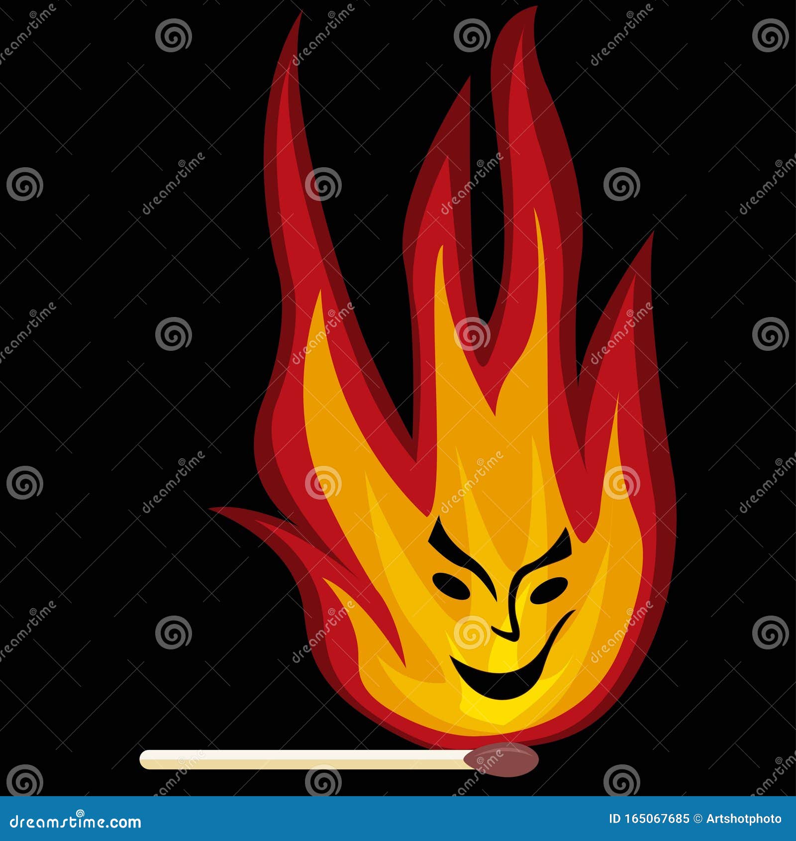 Match with Fire with a Malicious Face Stock Illustration - Illustration ...