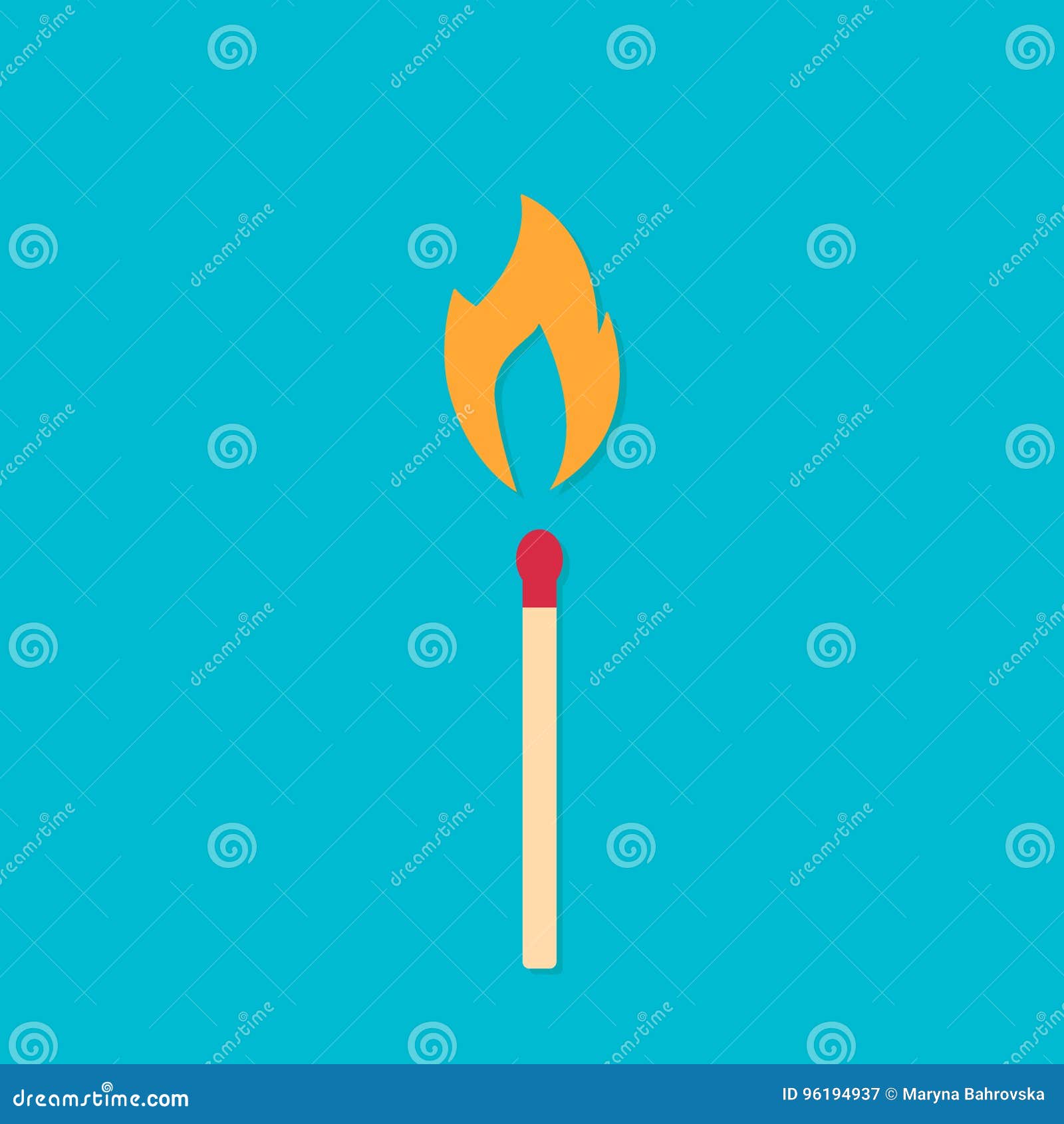 Match with fire. stock illustration. Illustration of blaze - 96194937
