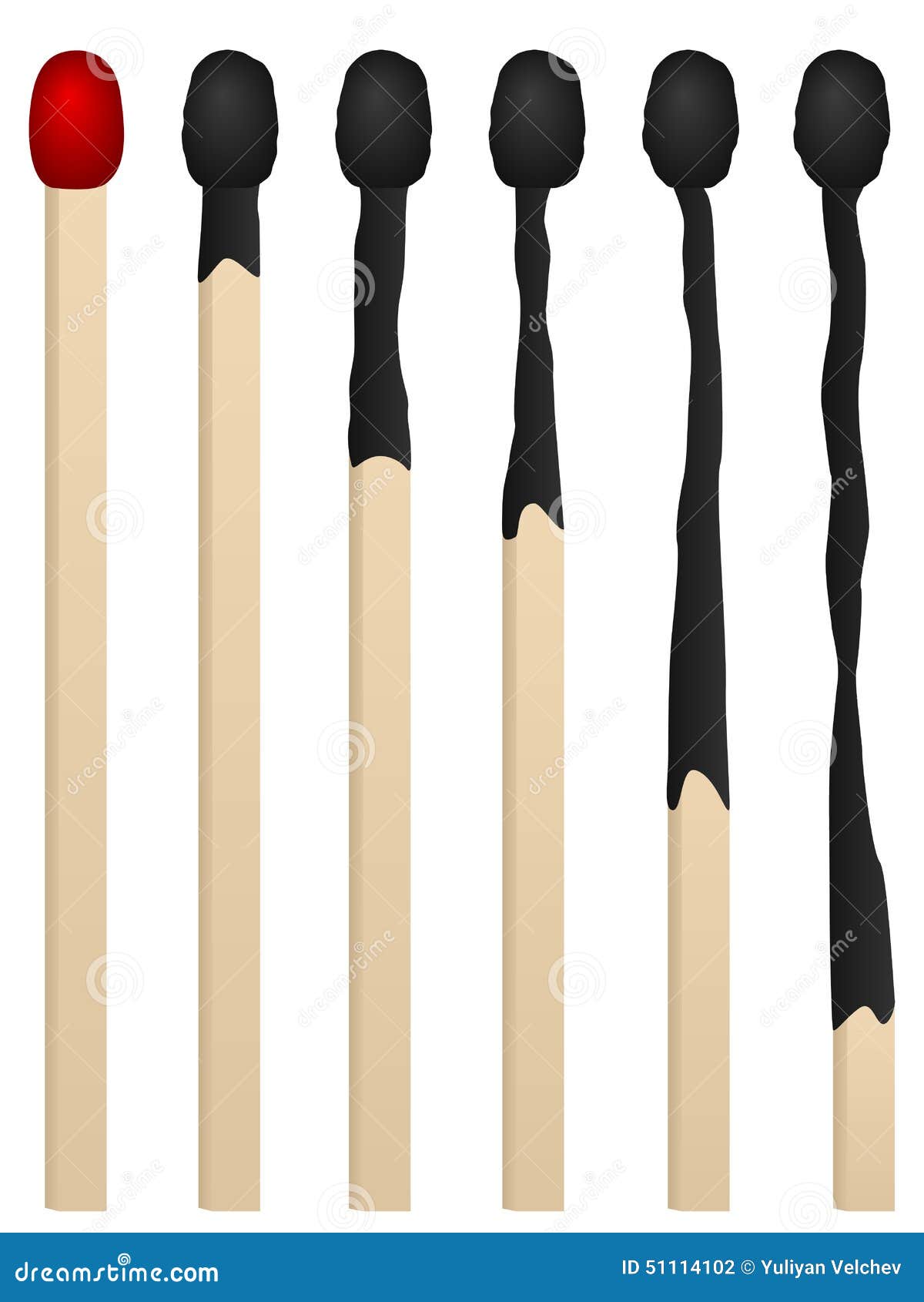Match on fire set stock vector. Illustration of matchstick - 51114102