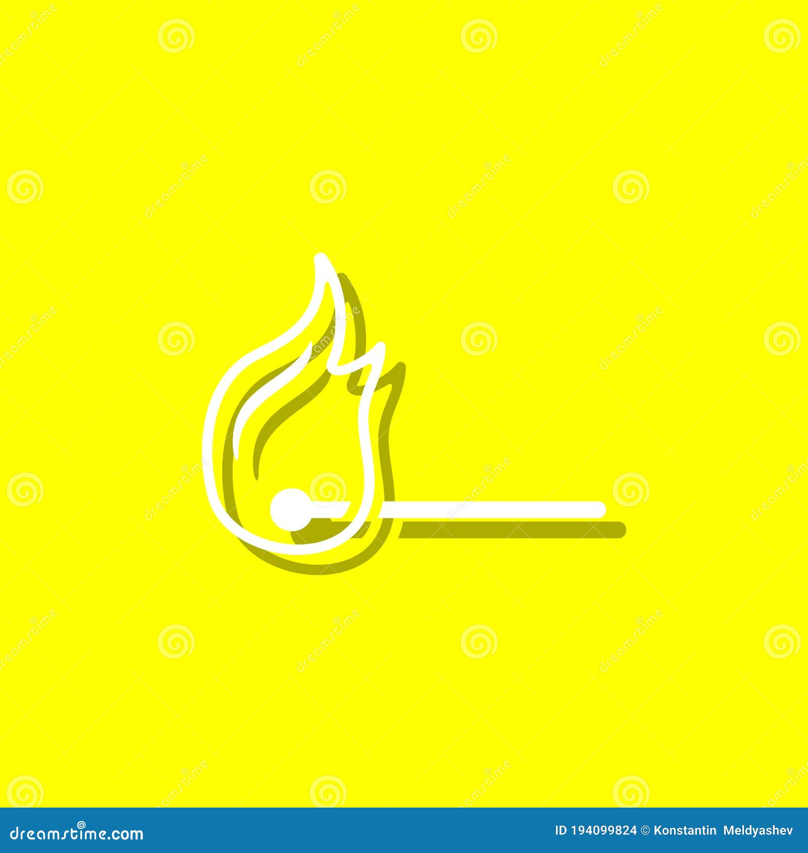 Match, Fire White Icon with Shadow Stock Illustration - Illustration of ...