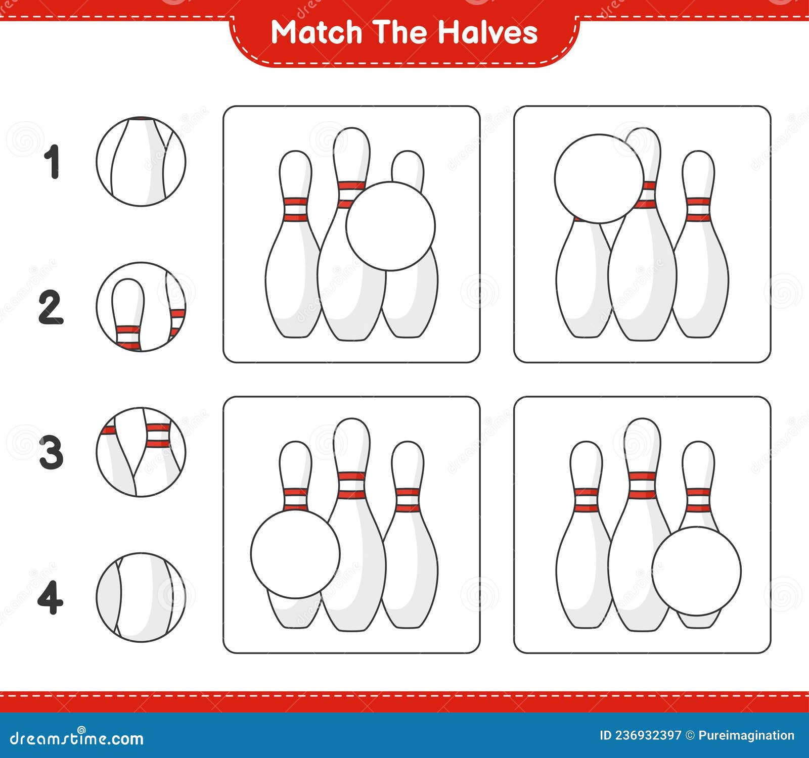 Match the Halves. Match Halves of Bowling Pin Stock Vector ...