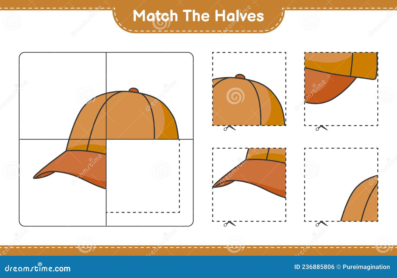 Match the Halves. Match Halves of Cap Hat Stock Vector - Illustration ...