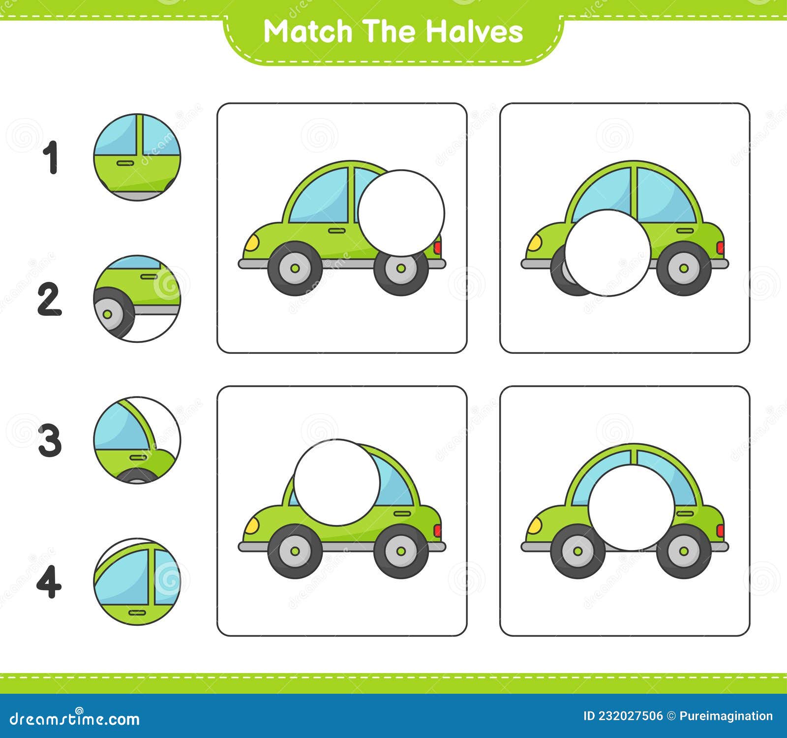 Match the Halves. Match Halves of Car Stock Vector - Illustration of ...