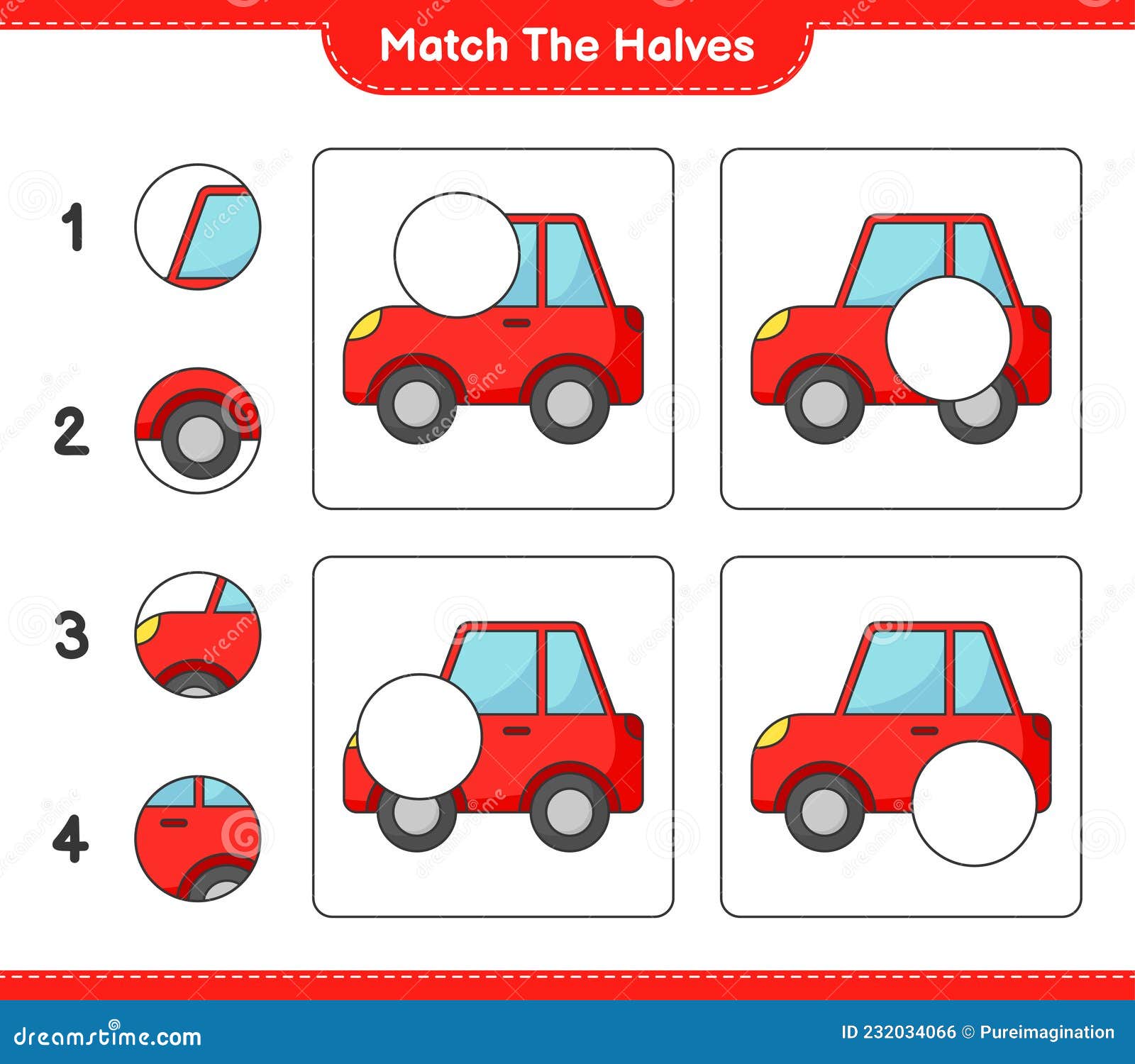 Match the Halves. Match Halves of Car Stock Vector - Illustration of ...